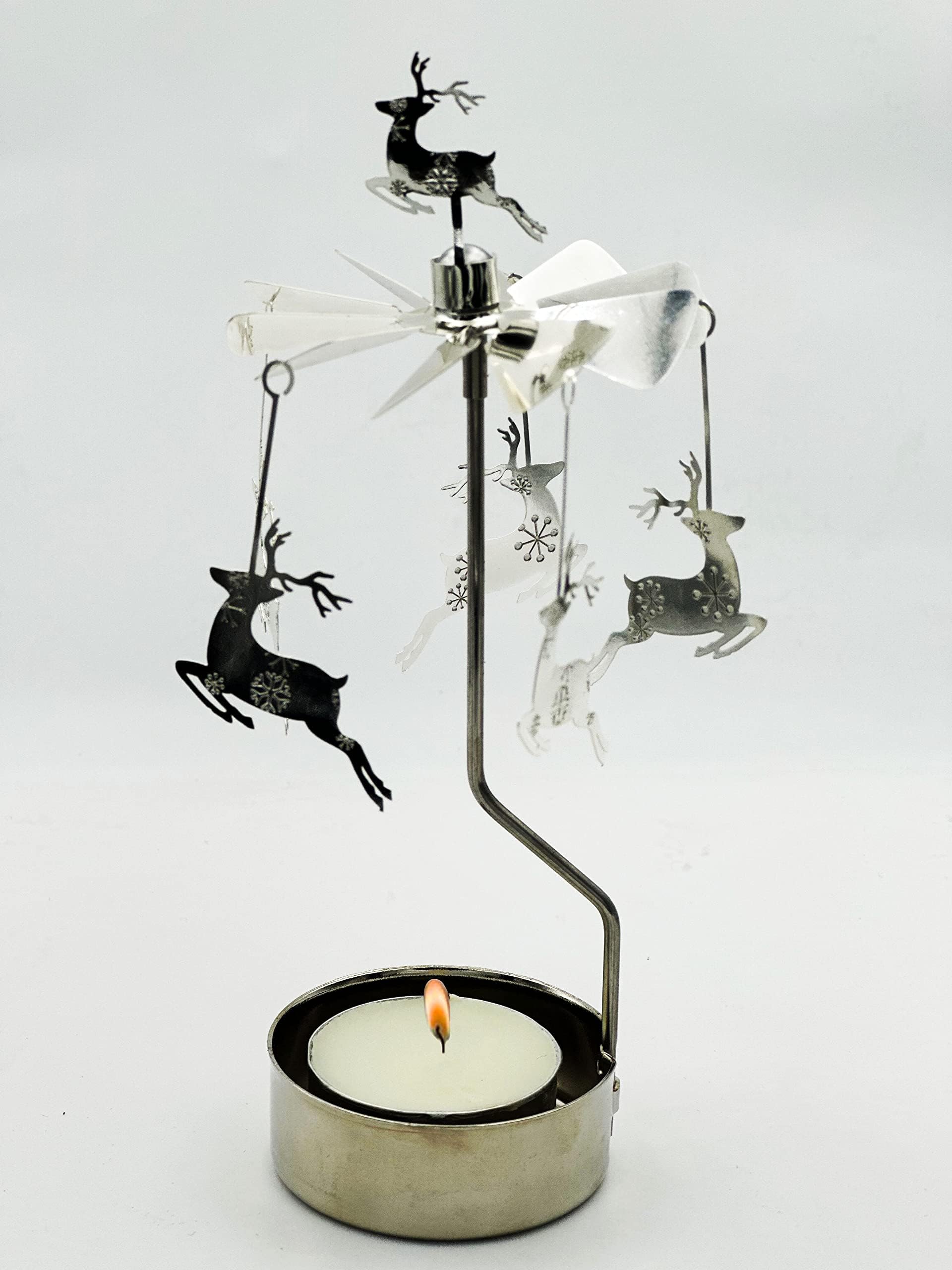 Amazon.com: Mecela Spinning Candle Holder with Cup, Silver Rotating ...