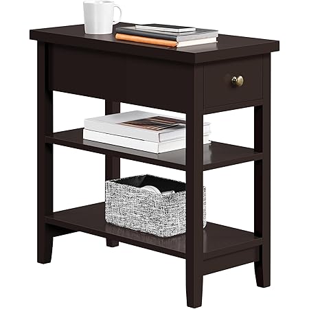 Amazon.com: Yaheetech 3-Tier Narrow Side Table with Drawer and Storage ...