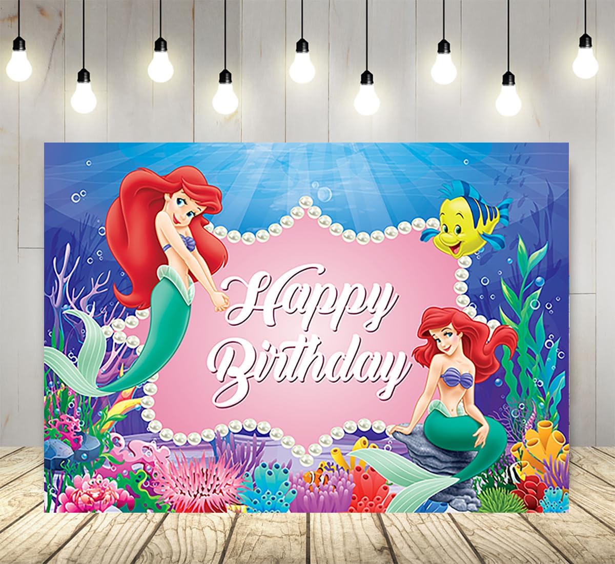 Amazon.com : Princess Ariel Backdrop for Birthday Party Supplies 5x3ft ...