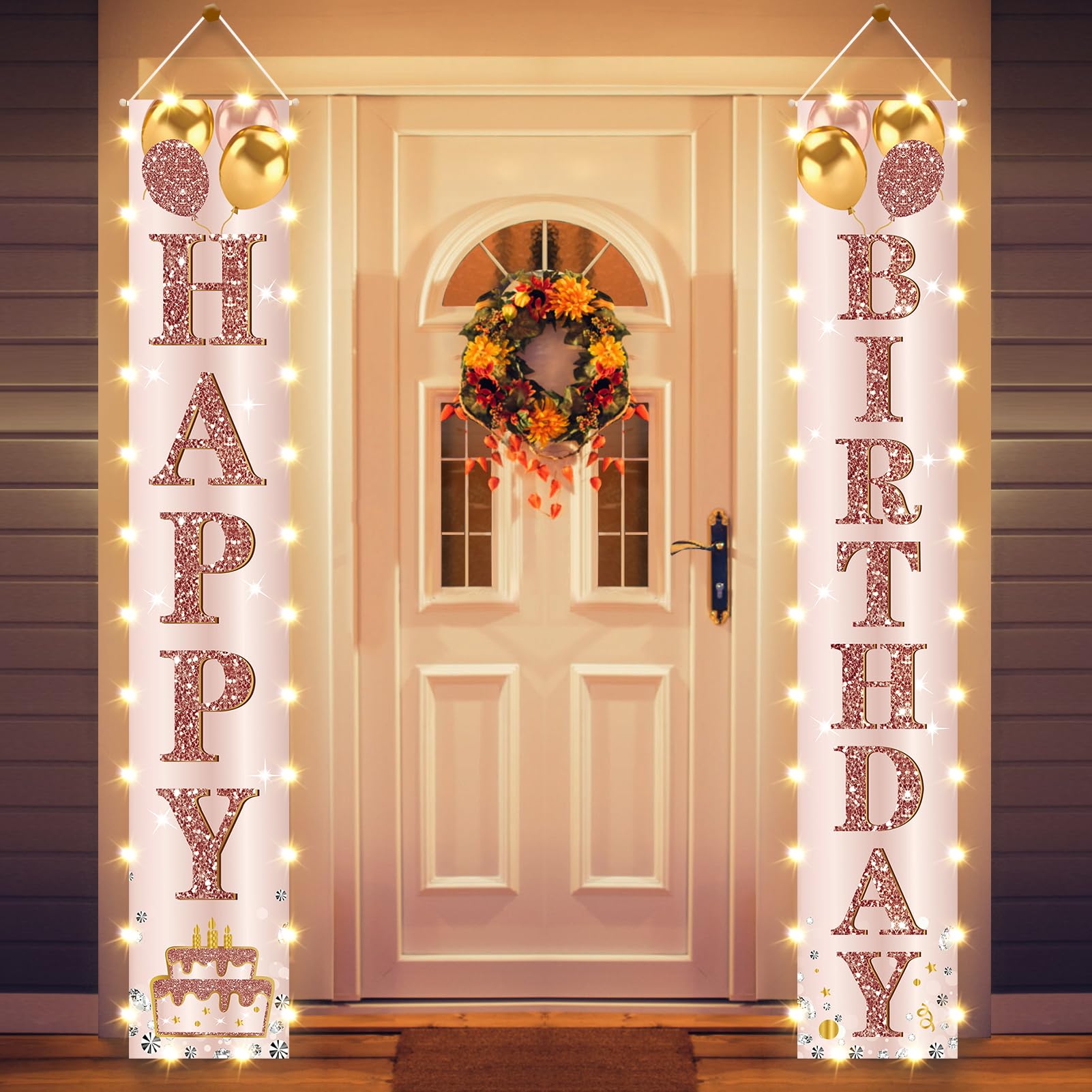 Amazon.com: Happy Birthday Party Banner Lighted Decorations for Girls ...