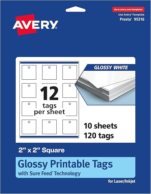 Amazon.com : Avery Printable Square Tags with Sure Feed Technology, 2 ...