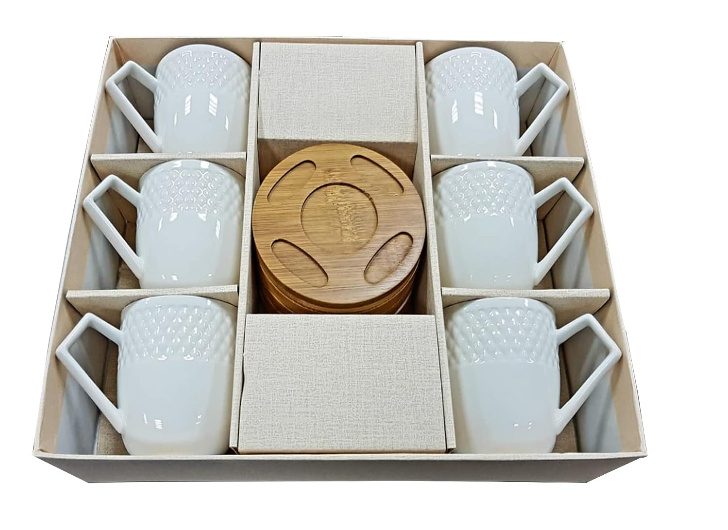 Princess Gold Fine Porcelain Wooden Saucer and Tea Cup Set 12-Pieces ...