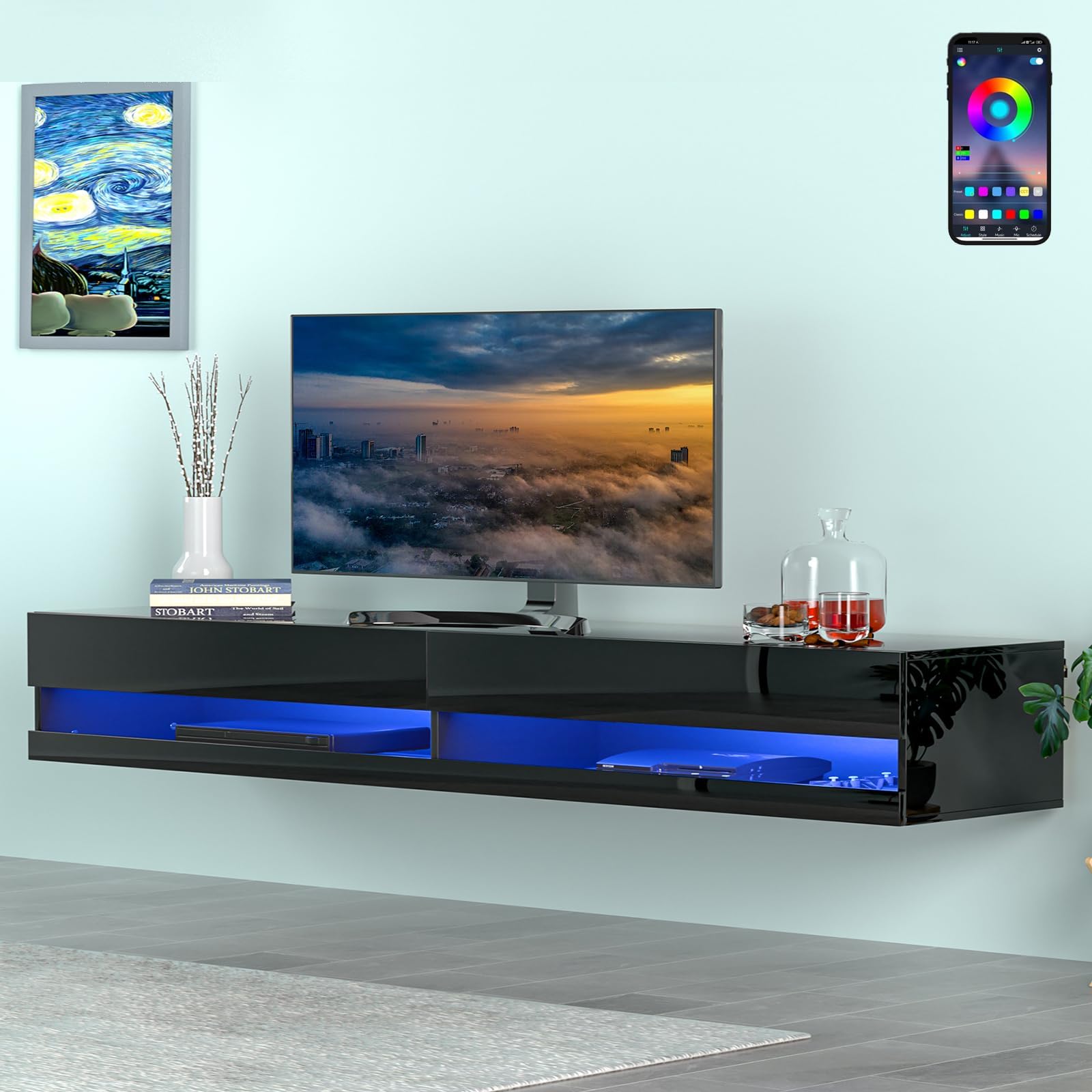 Amazon.com: Vinctik 6&Fox 70in Floating TV Stand 75/80 inch TV,Modern ...