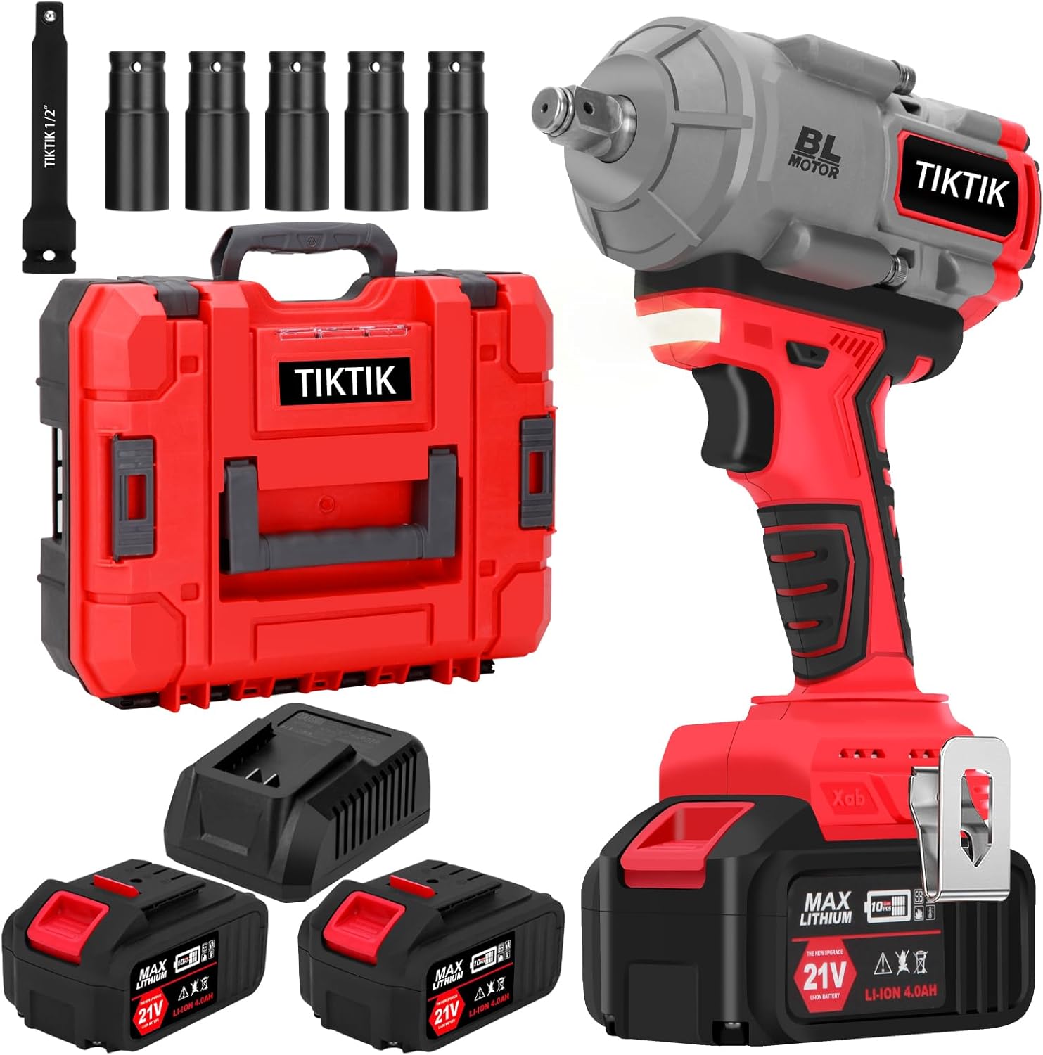 TIKTIK 1000Nm(738ft-lbs) Cordless Impact Wrench,1/2" High Torque Impact ...