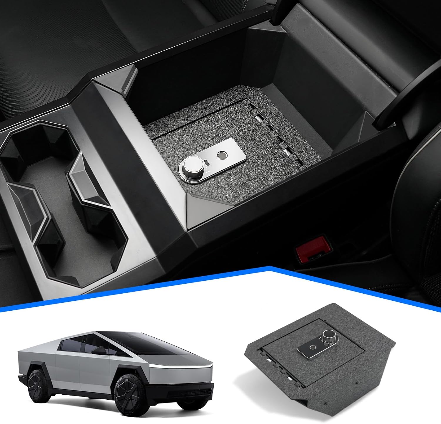 Amazon.com: ELECFRESH Center Console Safe Lock Box for Tesla Cybertruck ...