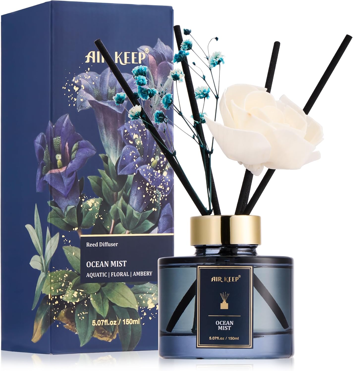 Amazon.com: Airkeep Flower Reed Diffusers Set, 5.07 oz Ocean Mist ...