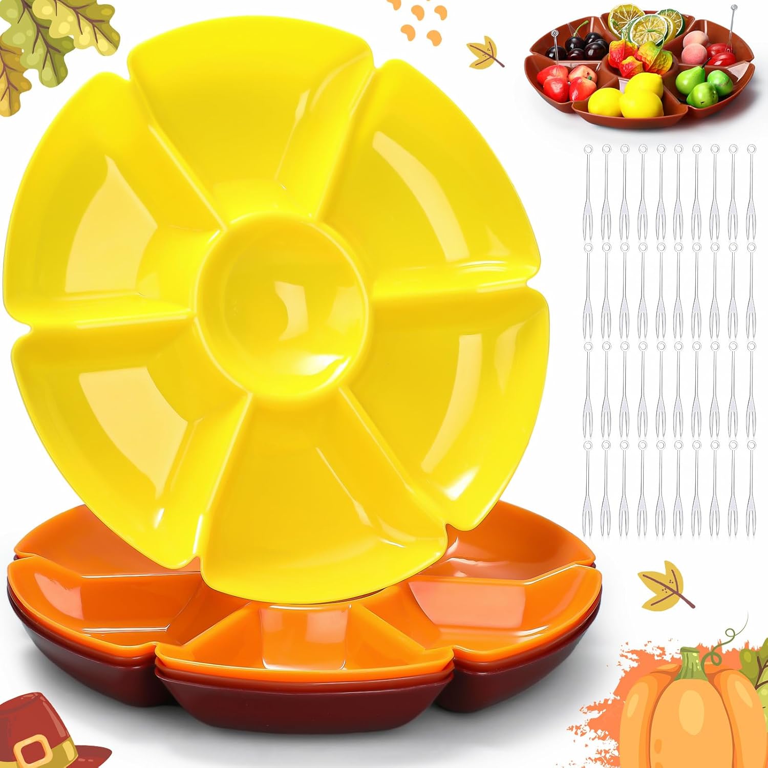 Amazon.com | Zhehao 4 Pcs Sectional Round Plastic Serving Tray Party ...