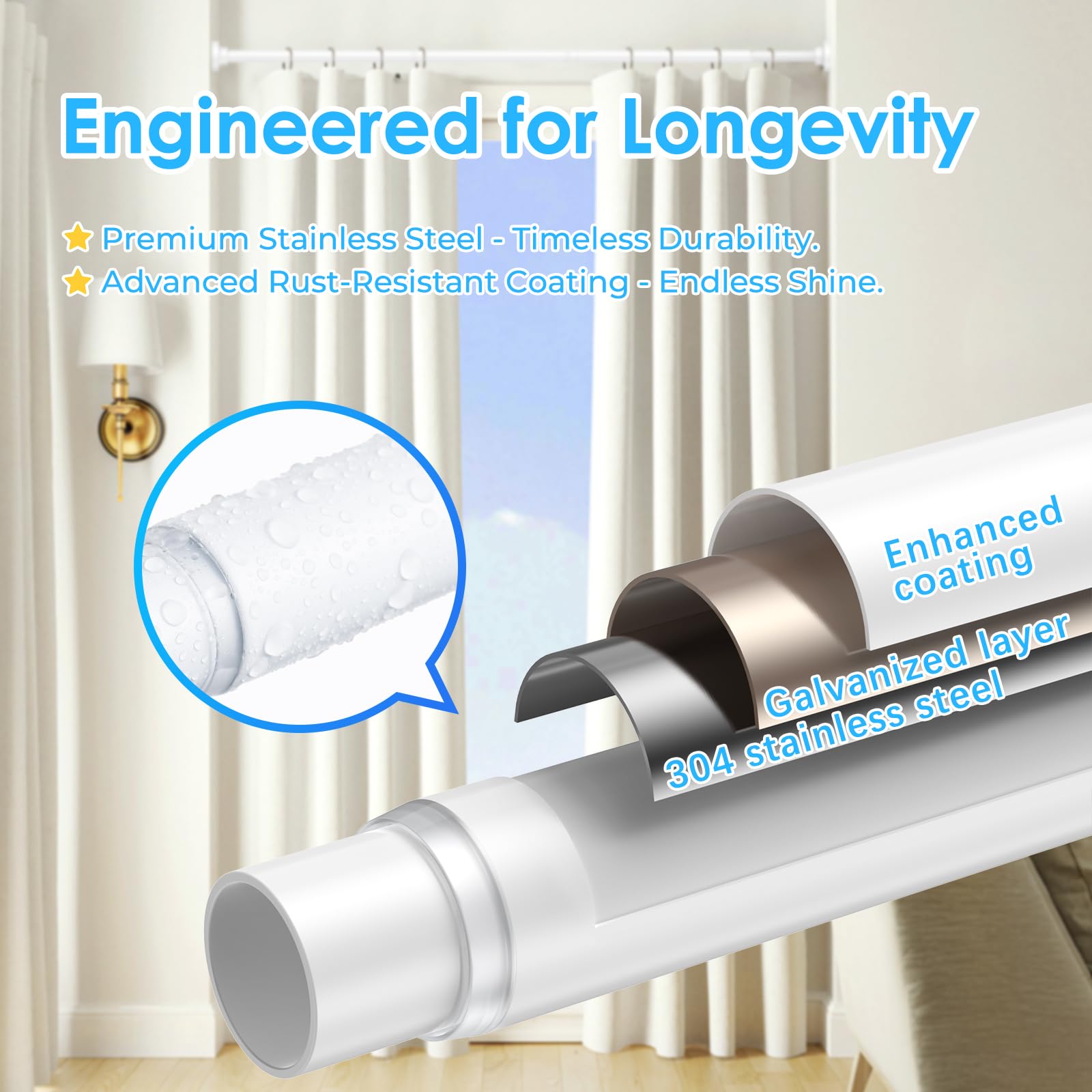 Snapklik.com : Tension Rods For Windows 28 To 48 Inch, 1 Inch Diameter ...
