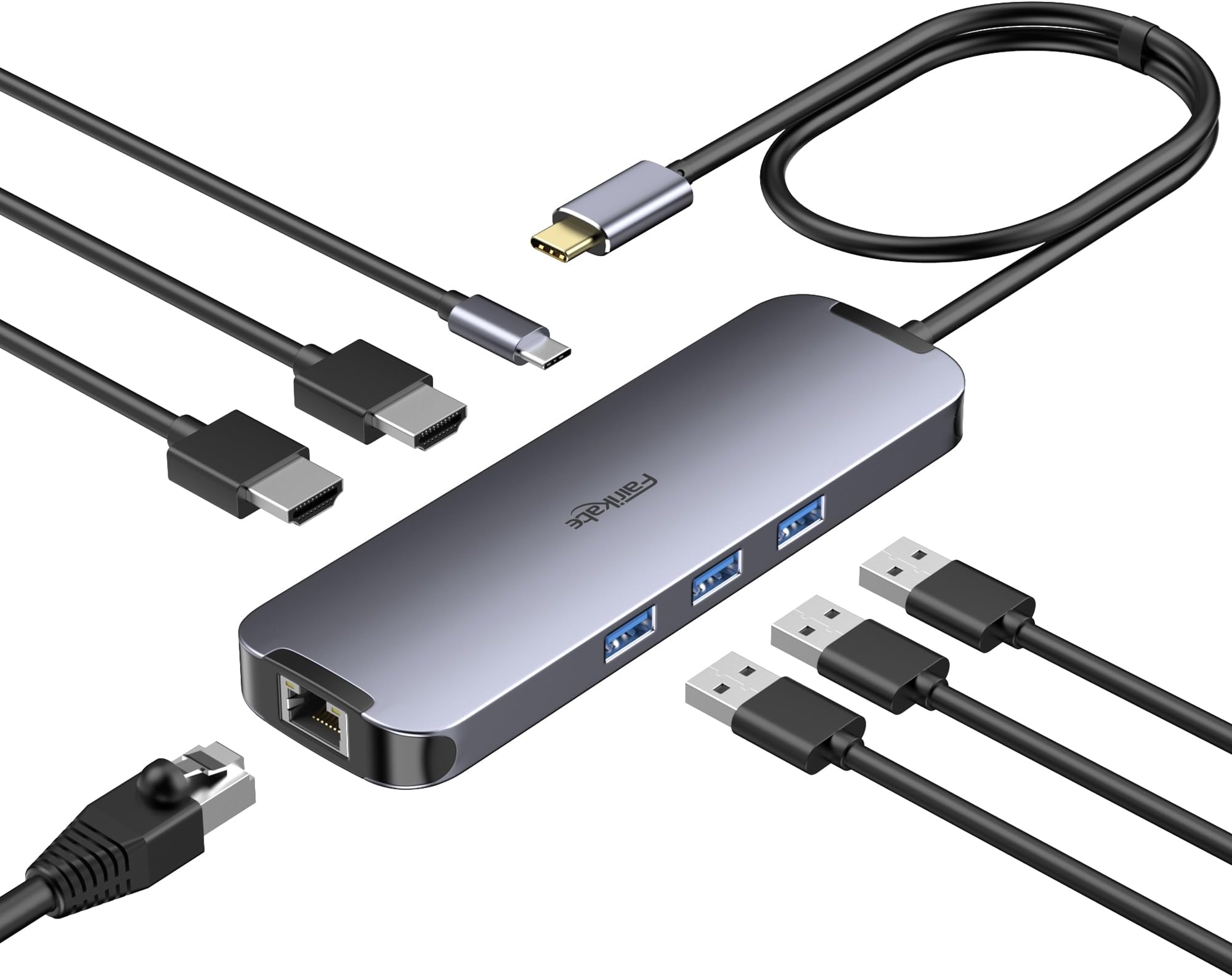 Amazon.com: USB C Hub Docking Station Dual Monitor, USB C to 2 HDMI 4K ...