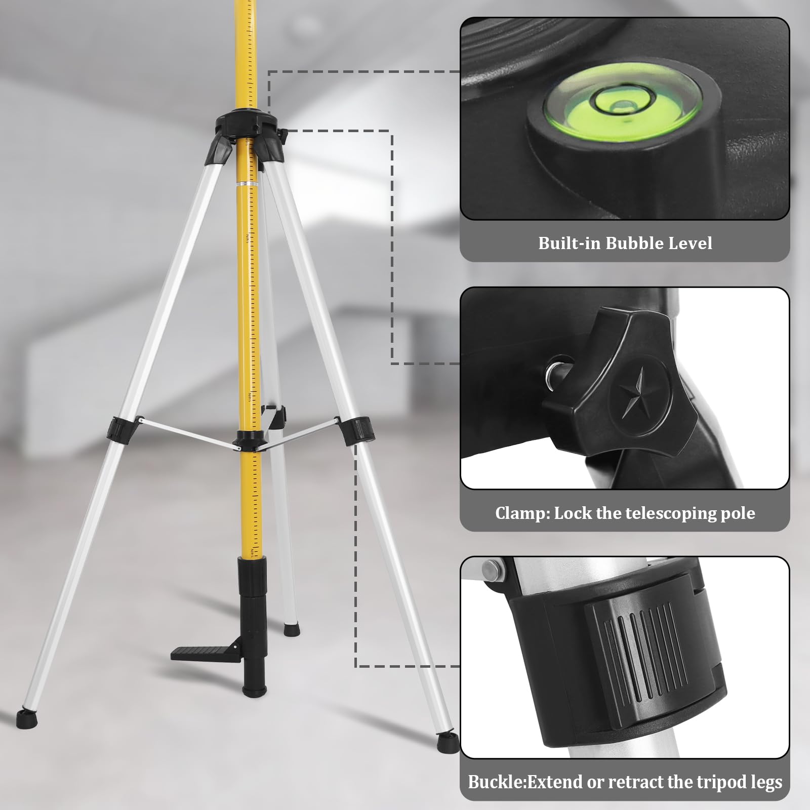 Telescoping Tripod With Laser Telescoping Laser Level Pole With
