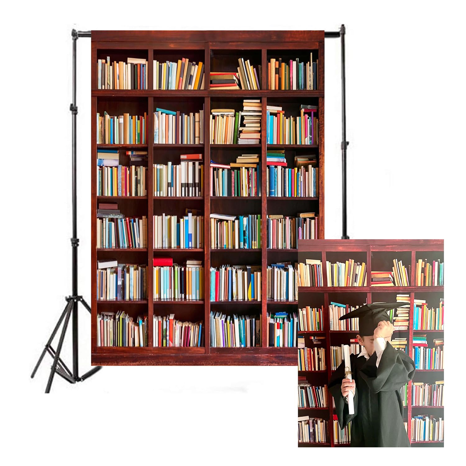 Amazon.com : AOFOTO 5x7ft Bookshelf Background Bookcase Photography ...