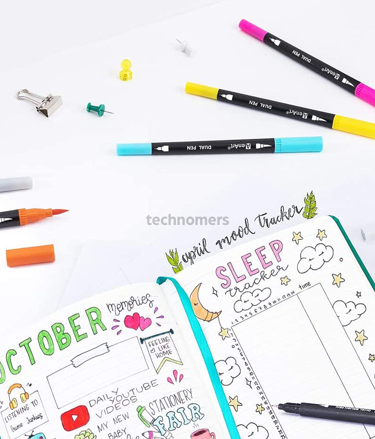 60 PCs Colouring Acrylic Bullet Journal Pens & 3 Pcs Adorable Pencil ...