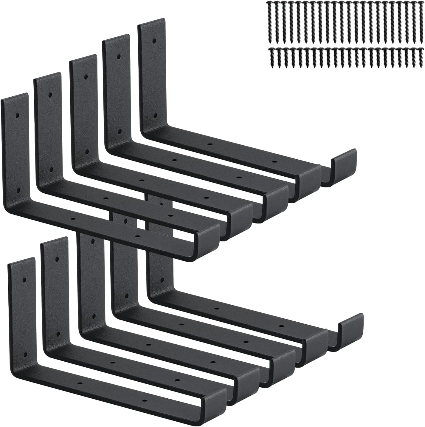 10 Pack Black L Shelf Brackets Heavy Duty 9 Inch with Lip Floating Hook ...