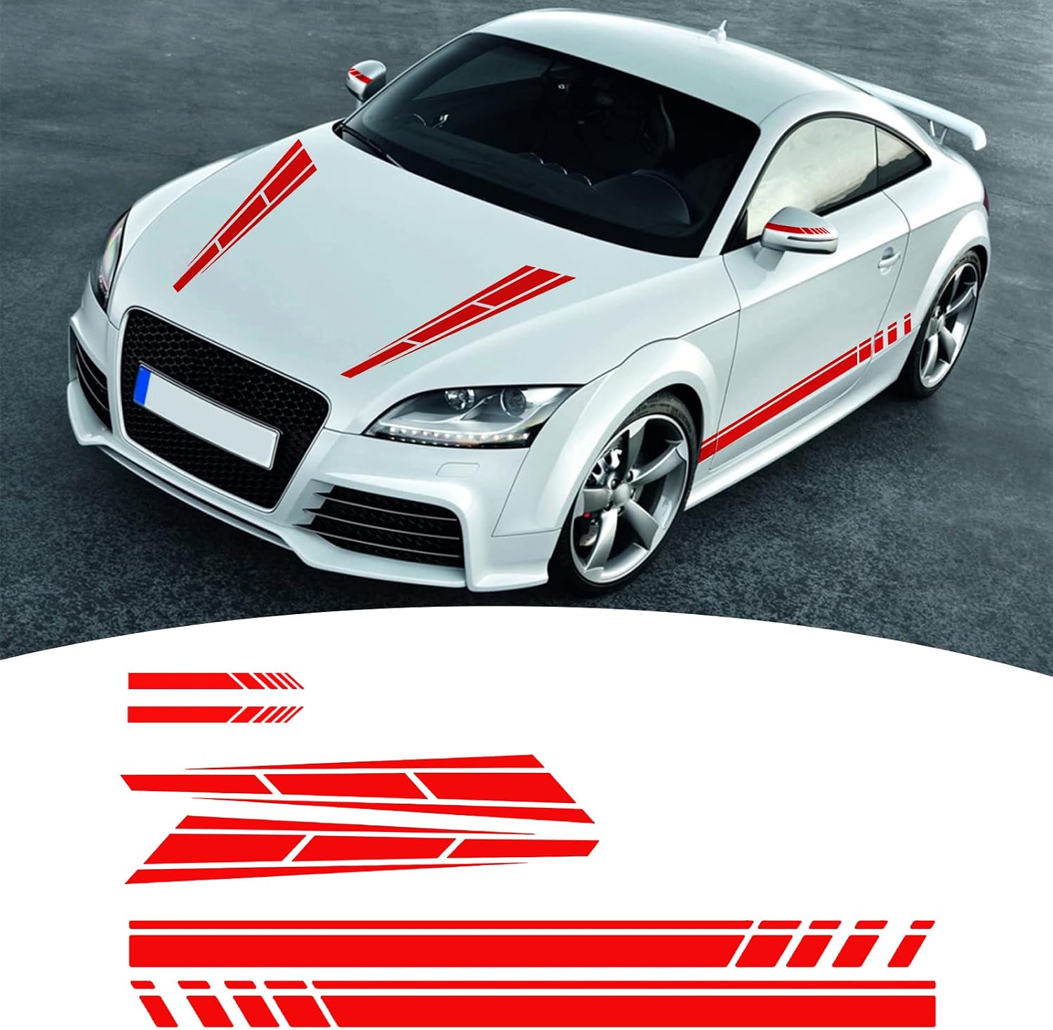 Buy Bilisin 6 Pieces Vinyl Car Sports Racing Body Side and Roof Hood ...