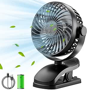 Amazon.com: PLACHIDAY Clip On Fan, Bed Fan with 3 Speeds USB and Strong ...