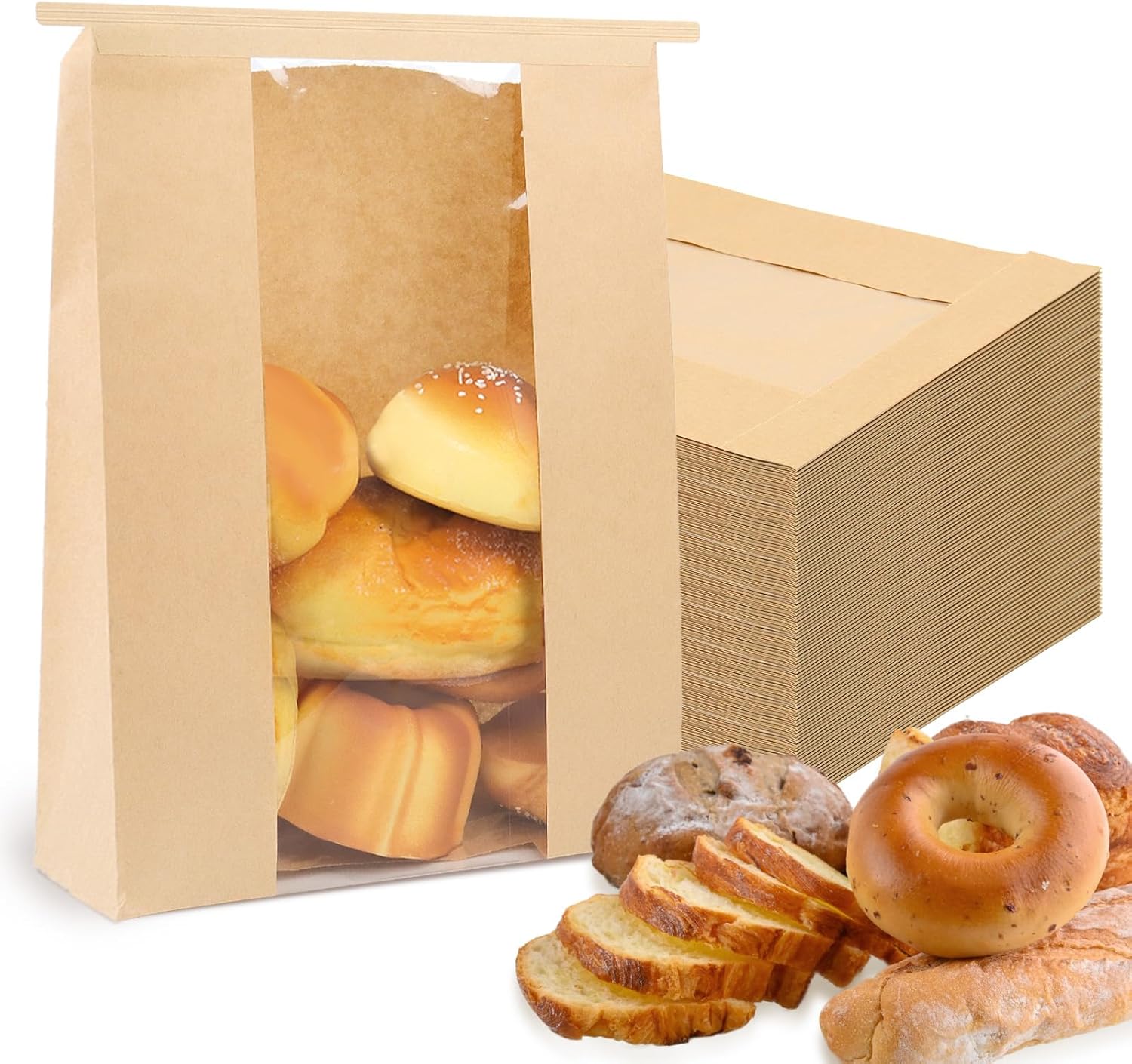 Amazon.com: 100 Pack Paper Bread Bags for Homemade, Sourdough Bread ...