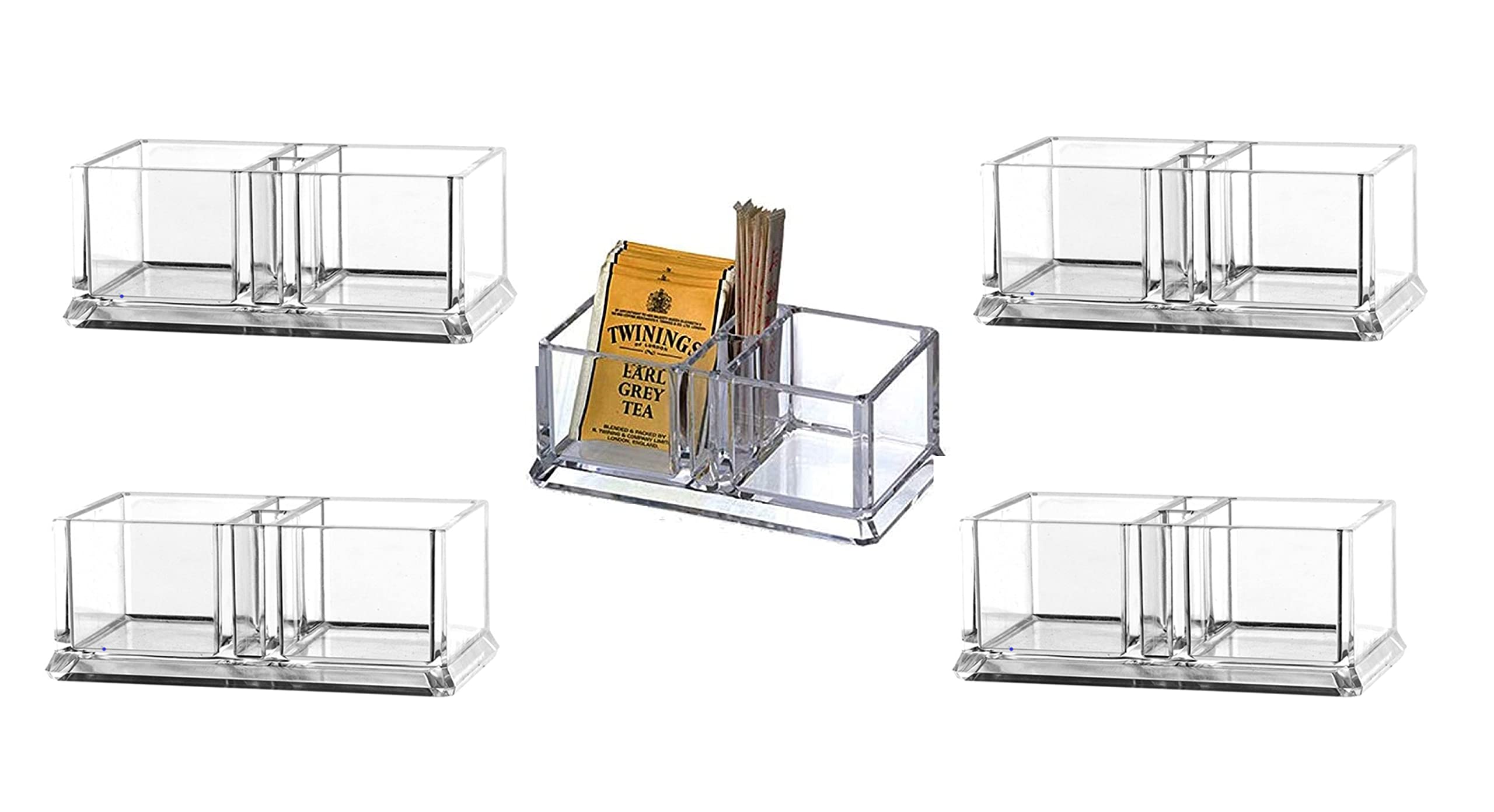 5 Acrylic Sachet Tea T Bag Holder Condiment Holder Box Caddy Sauce ...