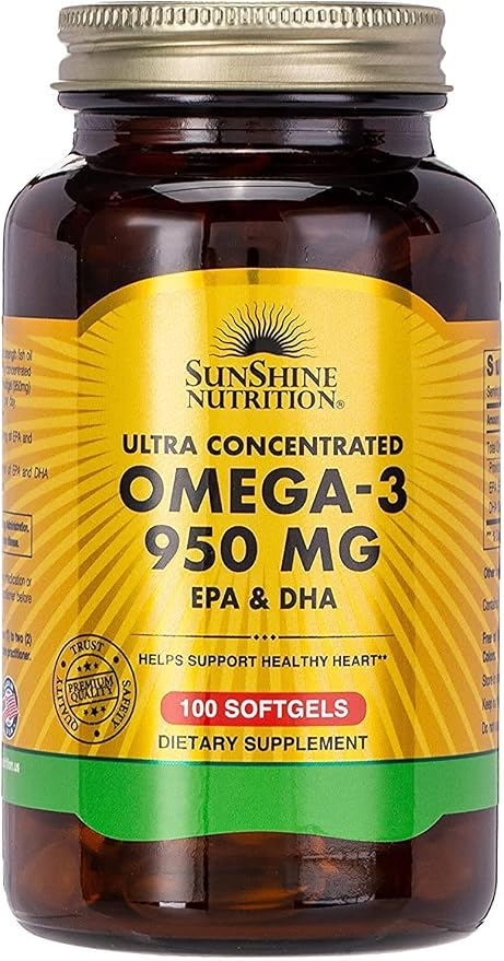 Sunshine Nutrition Ultra Concentrate Omega-3 950mg EPA & DHA 100 ...