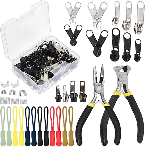 Amazon.com: Swpeet 144Pcs Zipper Repair Kit with Plier Tools for Bags ...