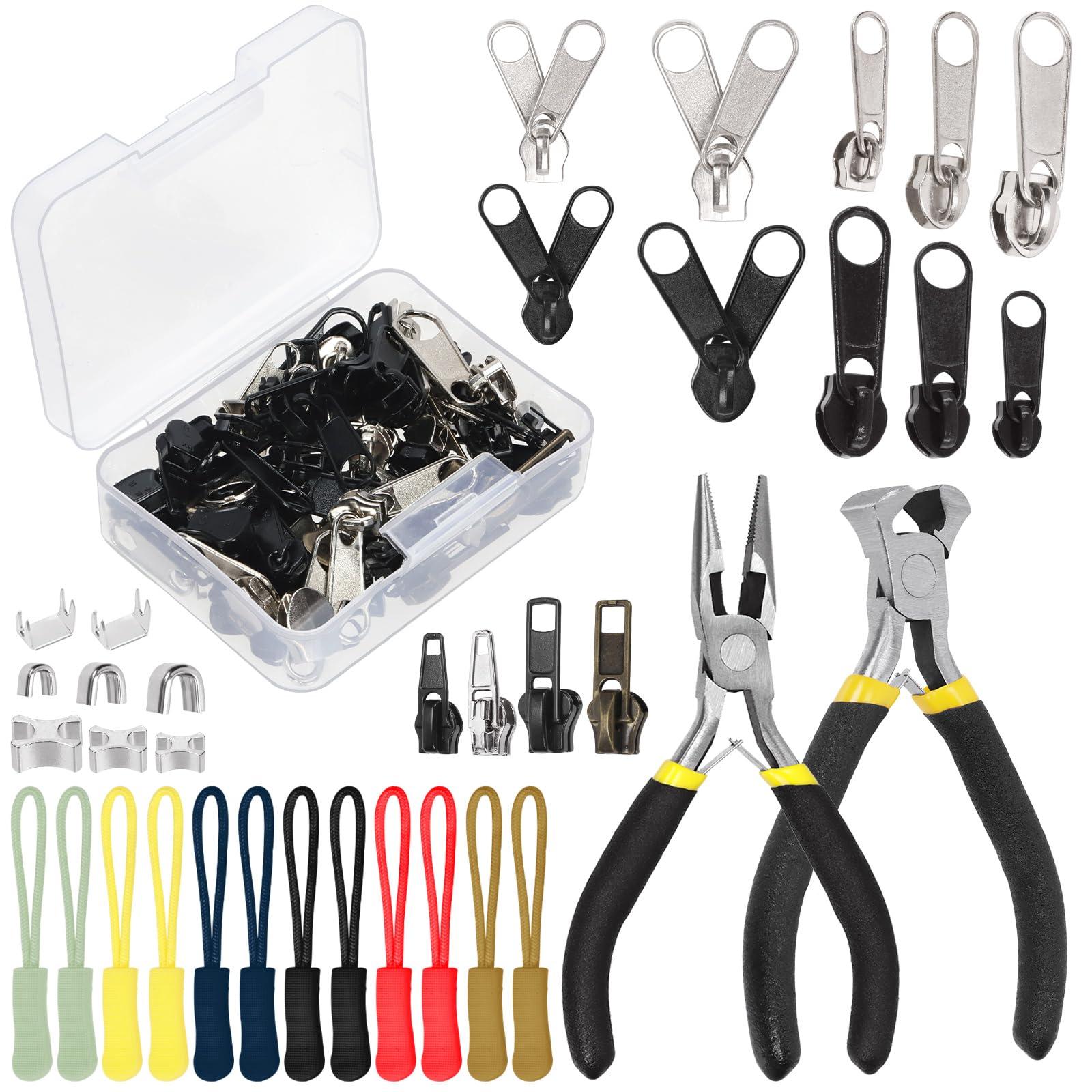 Amazon.com: Swpeet 144Pcs Zipper Repair Kit with Zipper Install Plier ...