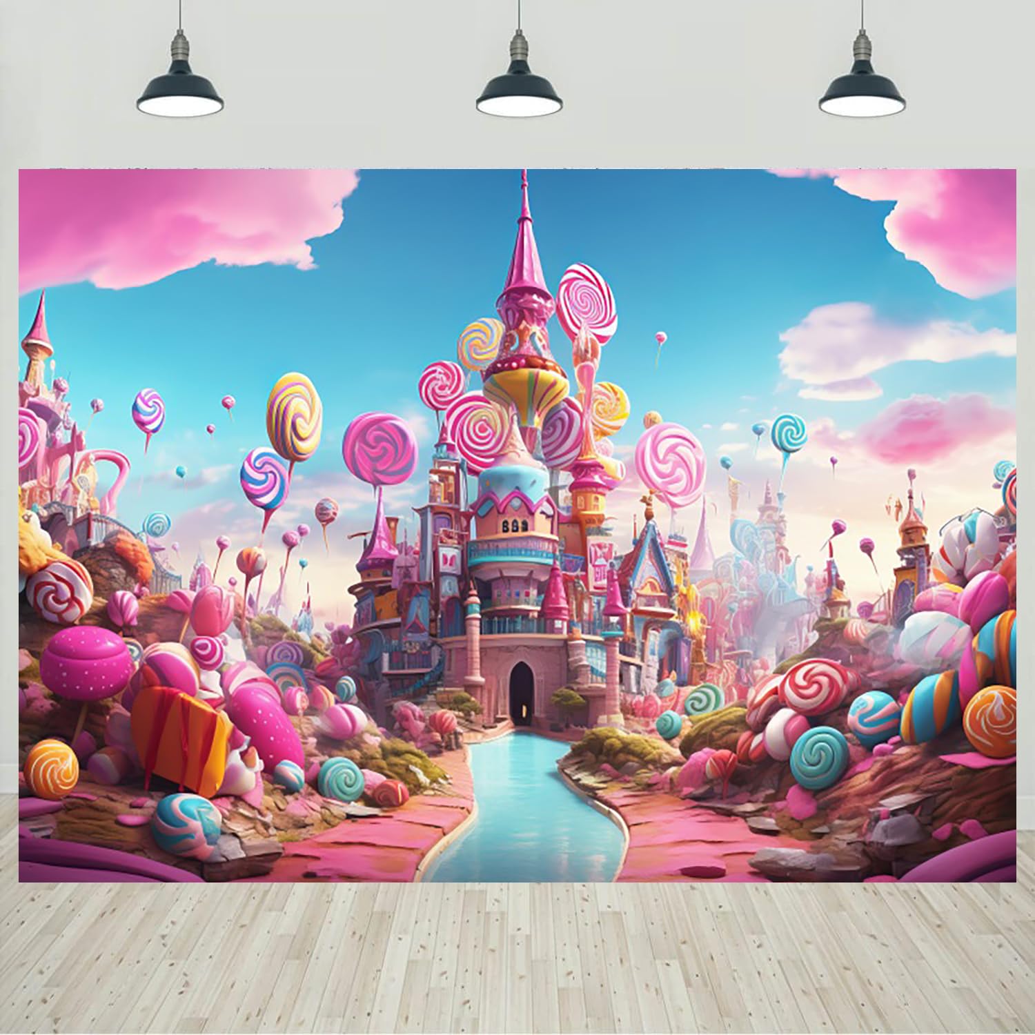 Amazon.com : 10x8ft Candyland Backdrop Fantasy Pink Castle Sweet Candy ...