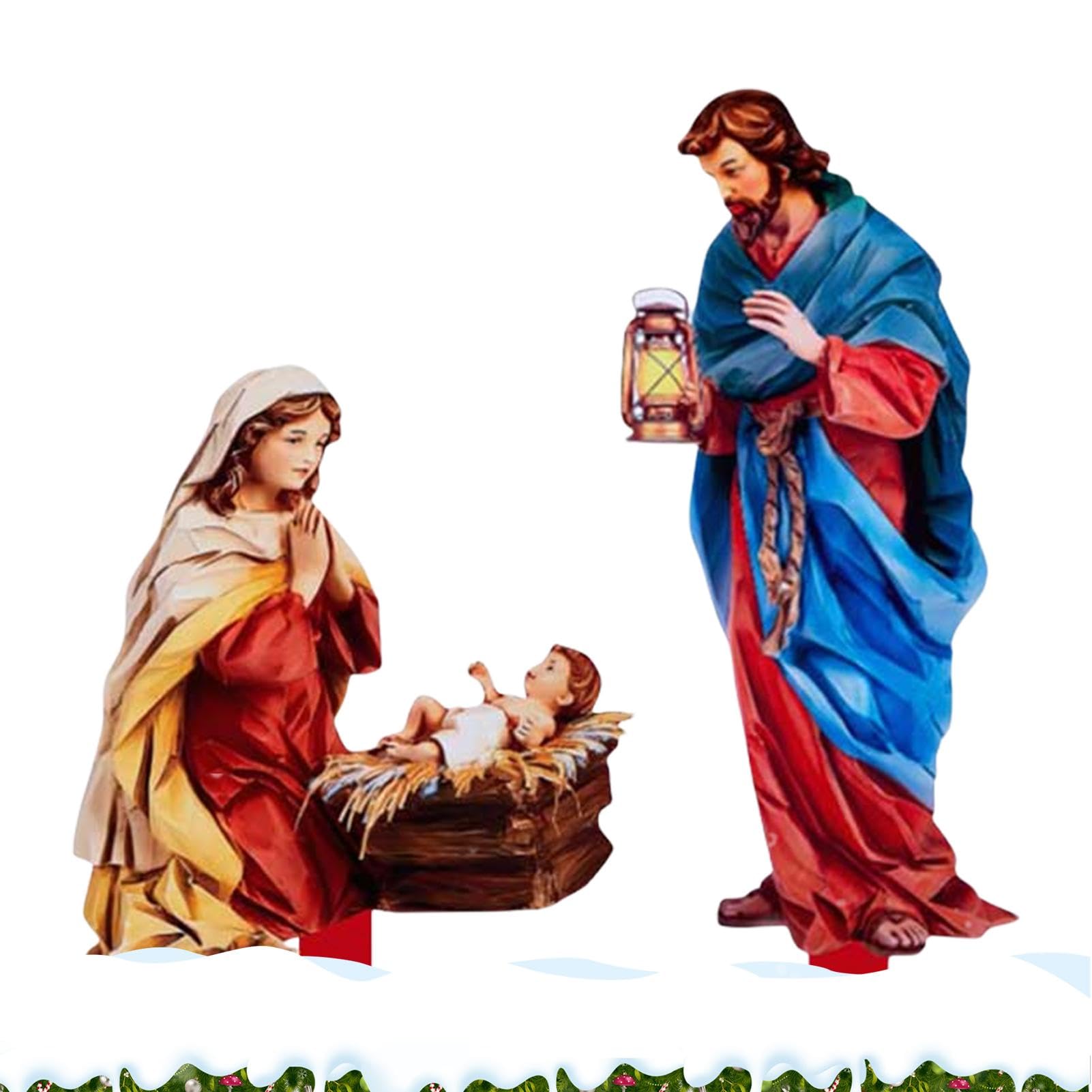 Outdoor Nativity Set VINGLI 5FT Lighted 2D Nativity Scene Outdoor ...