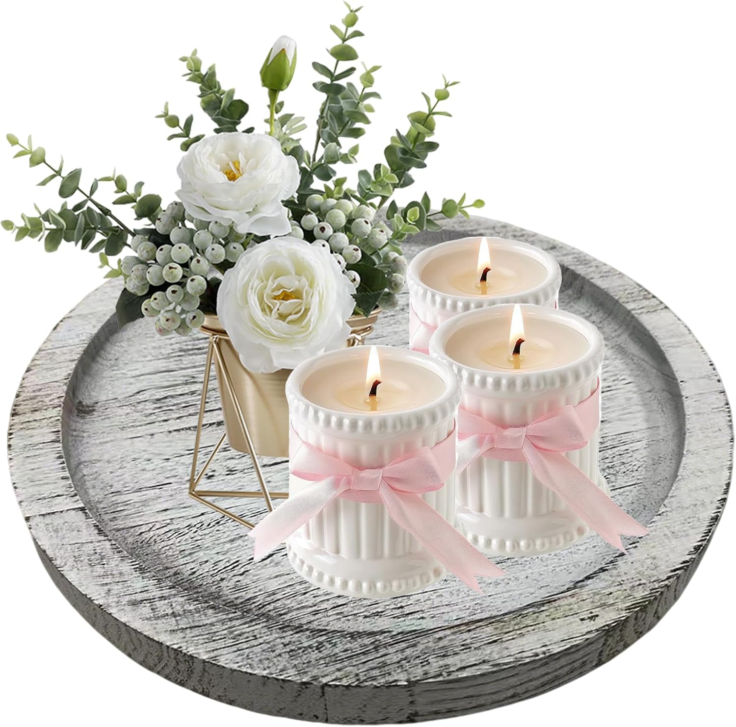 Amazon.com: Ailhl Candle Plate Holder Tray: Round Wooden Decorative ...