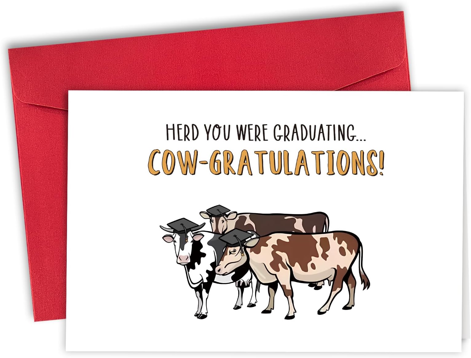 Amazon.com : RollupJoy Funny Cow Graduation Card, Cute Pun Graduation ...