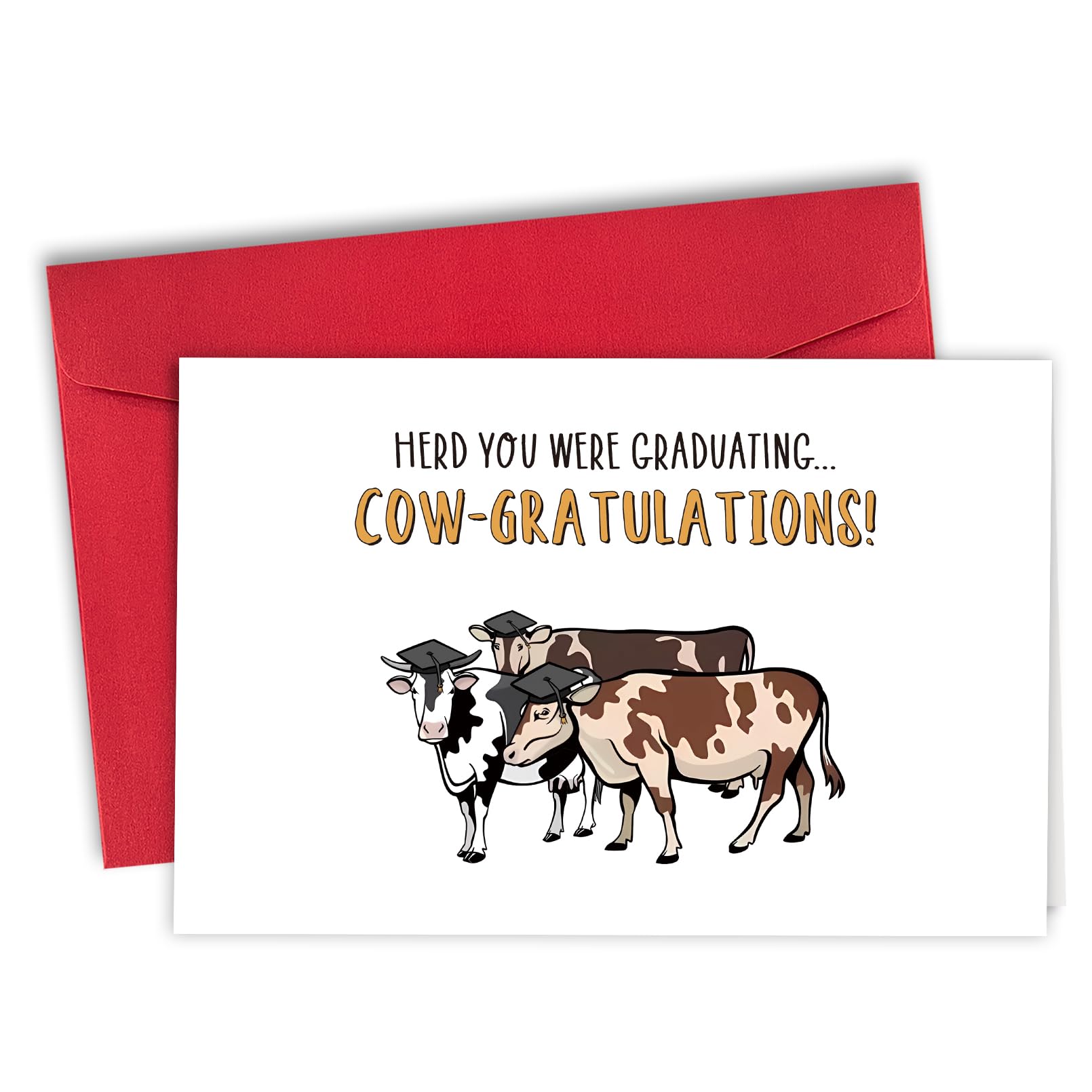 Amazon.com : RollupJoy Funny Cow Graduation Card, Cute Pun Graduation ...