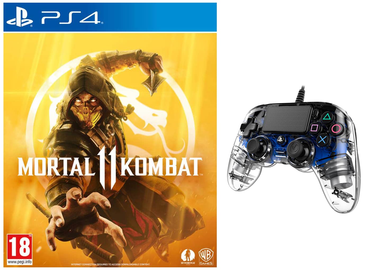 Buy WB Games Mortal Kombat 11 (PS4)+Nacon Wired Illuminated Compact ...
