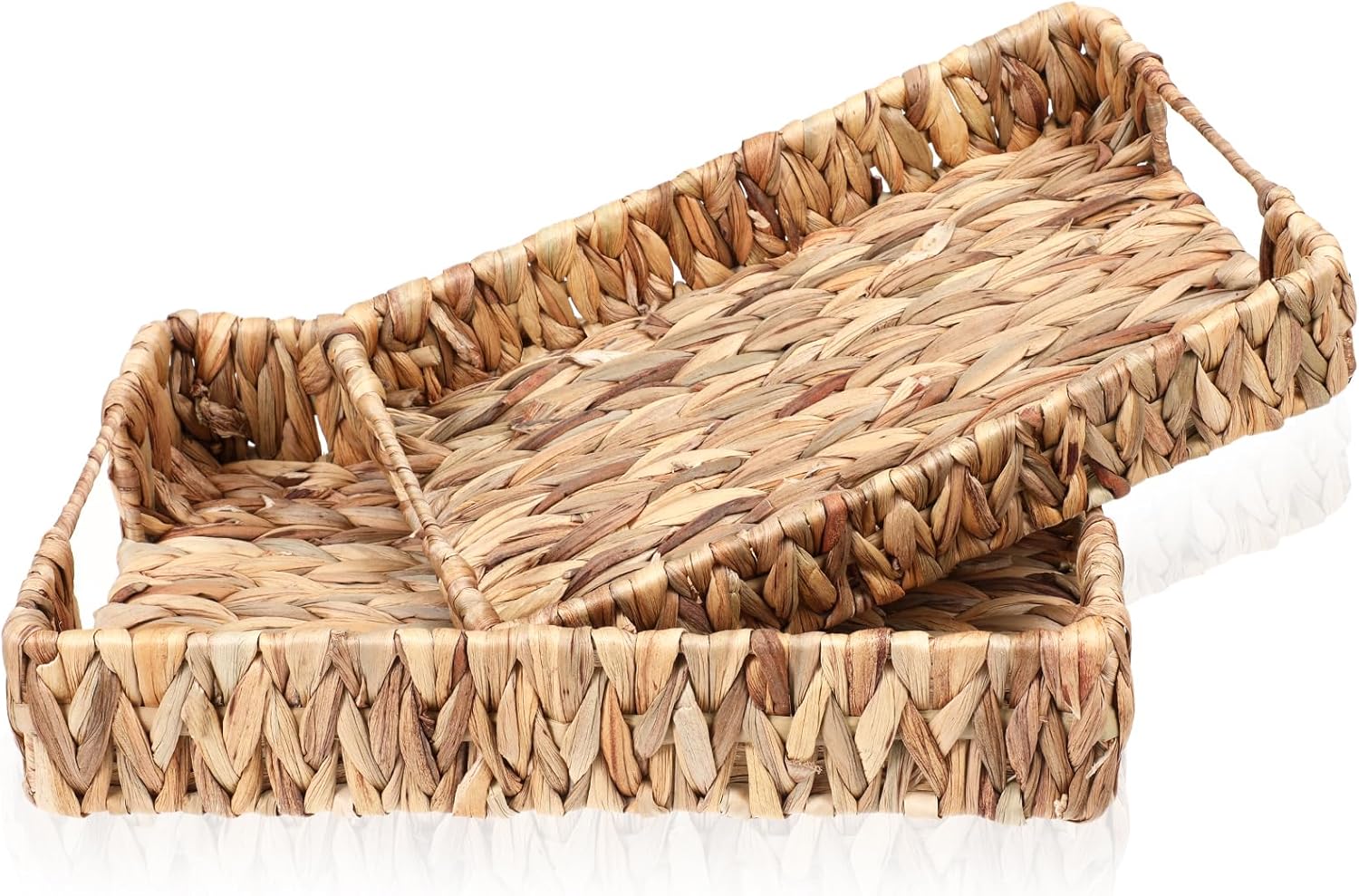 Amazon.com: Yuanan 2 PCS Wicker Tray, Hyacinth Storage Baskets with ...