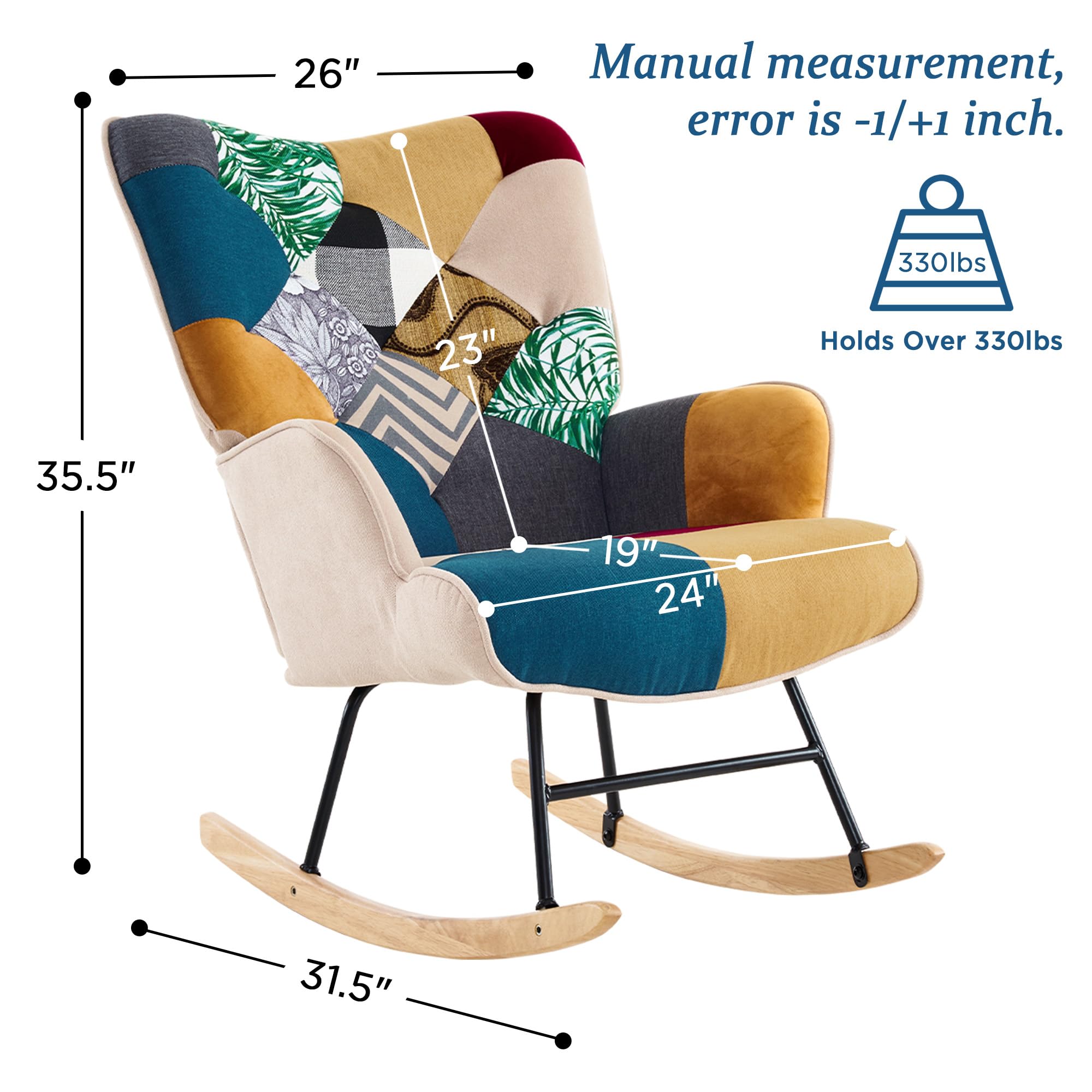 Rocking Chair -Glider Rocking Chair with High Backrest, Comfy Accent ...