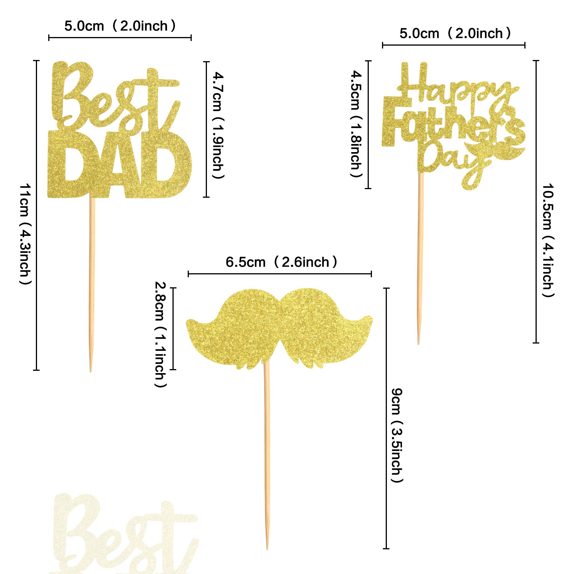 Snapklik.com : UNIMALL Pack Of 25 Gold Glitter Best Dad Beard Cupcake ...