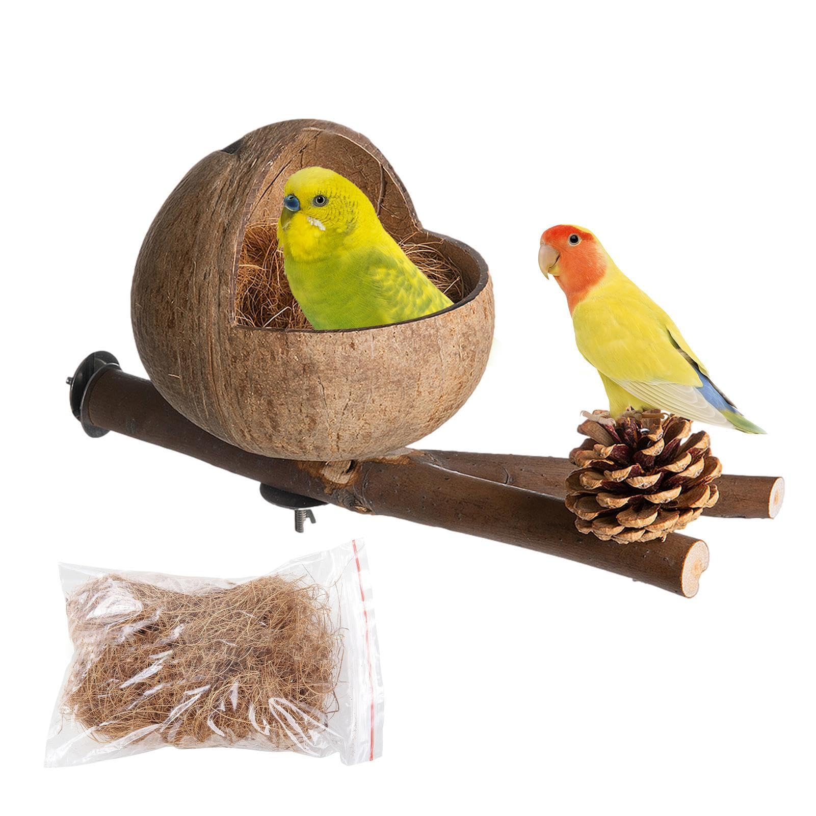 Visiblurry Bird Cage Nest - Coconut Shell Bird Nest House Hut Cage,Nest ...