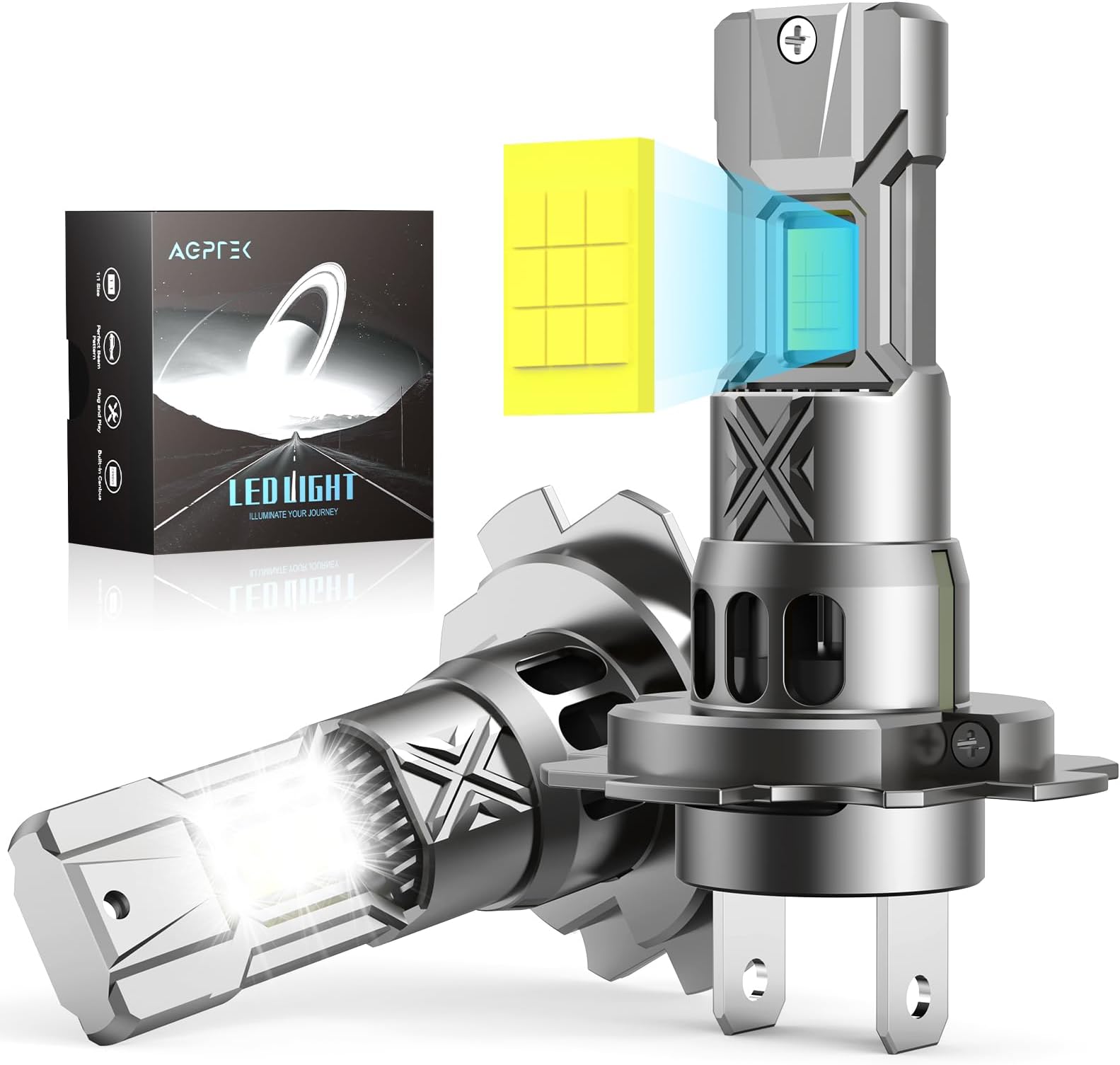 AGPTEK H7 LED, 100W 24000LM 6000K LED Headlight Bulb, Pack of 2, H7 Fit ...