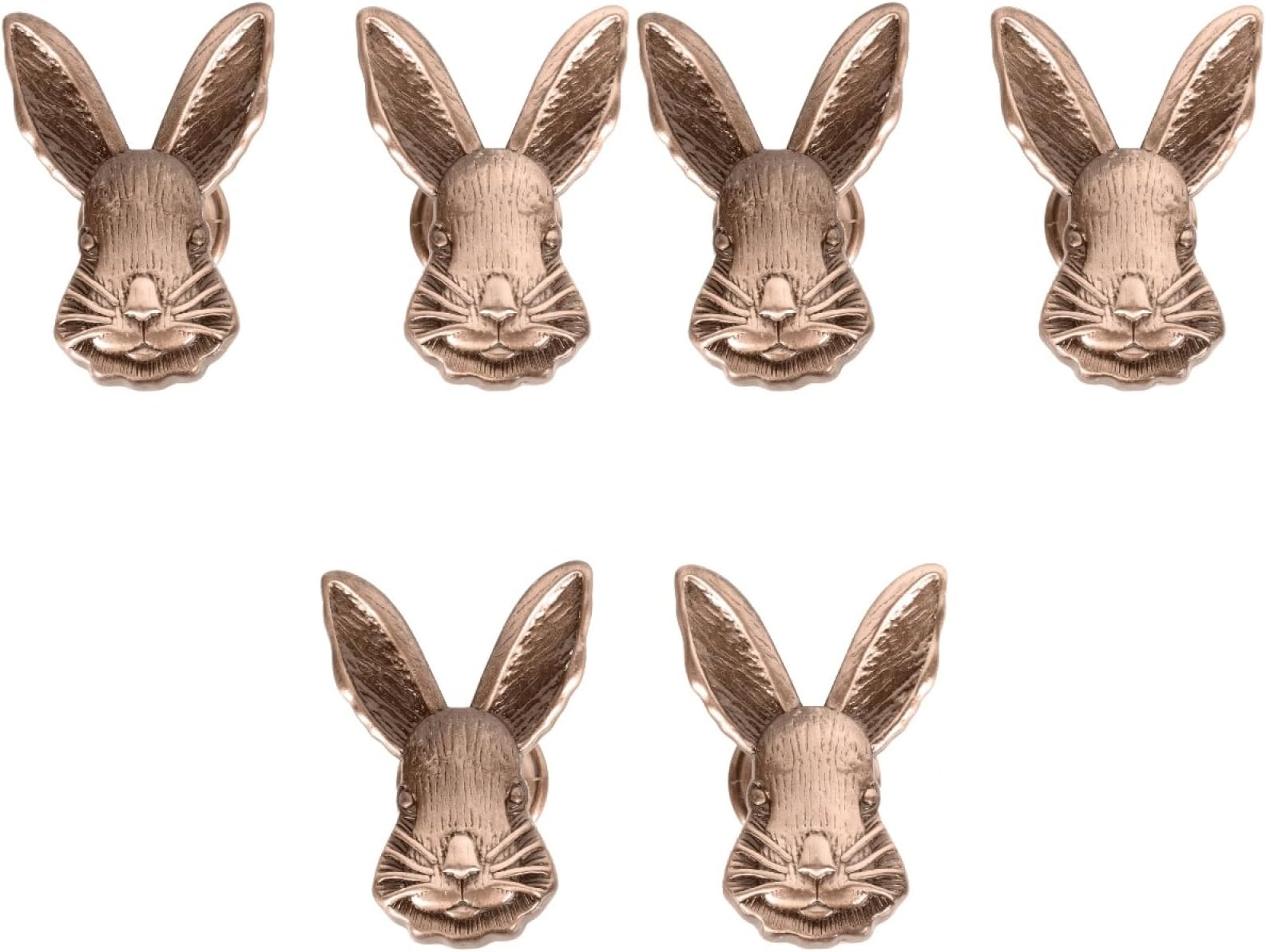 MarktSq Set of 4 Metal Rabbit Head Cabinet Knob in Antique Brass Finish ...