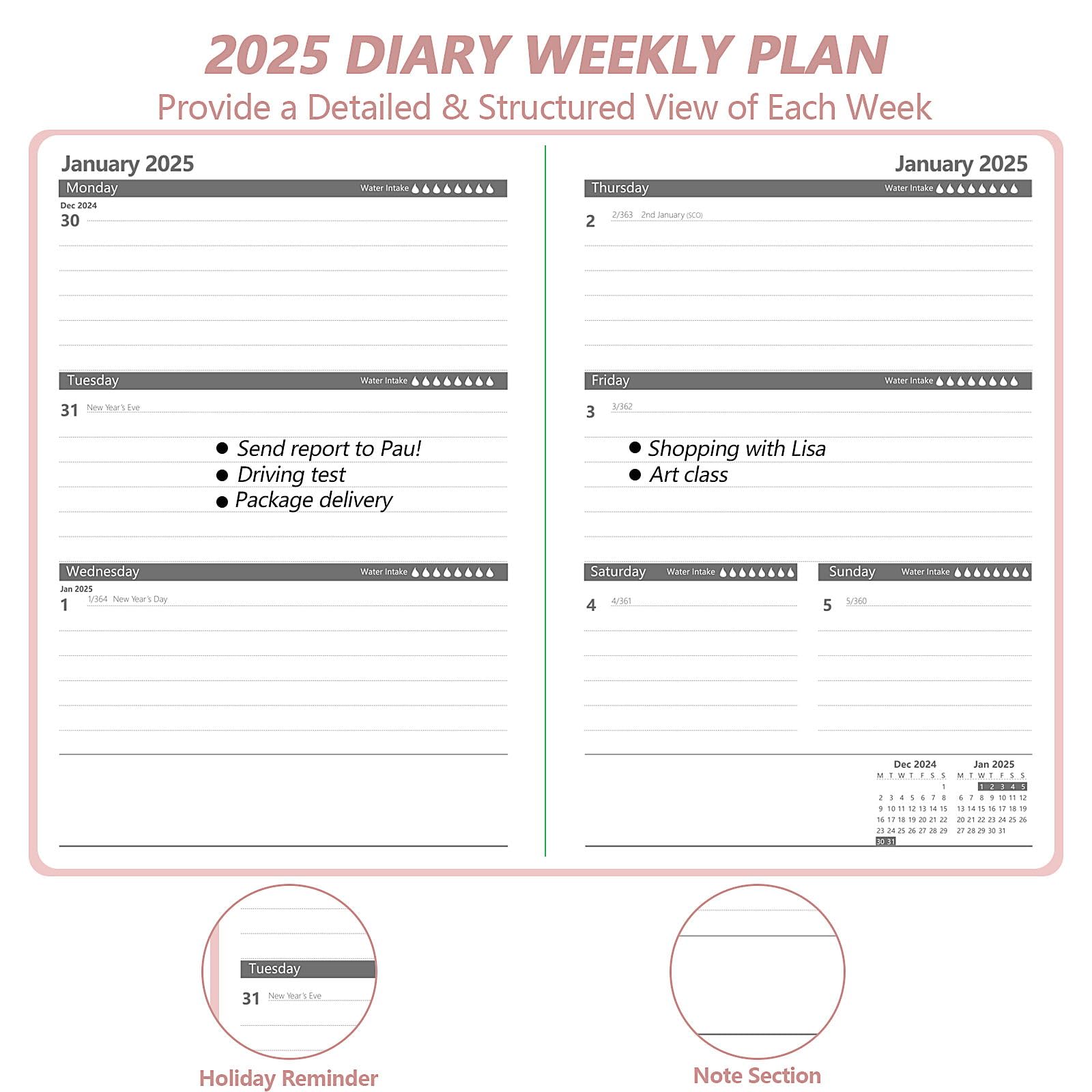 Mezere A5 Diary 2025 Week to View 2025 Planner Diary from January 2025 ...