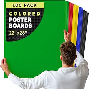Hygloss Large Colored Poster Board 22x28-100 Assorted Standard Color ...