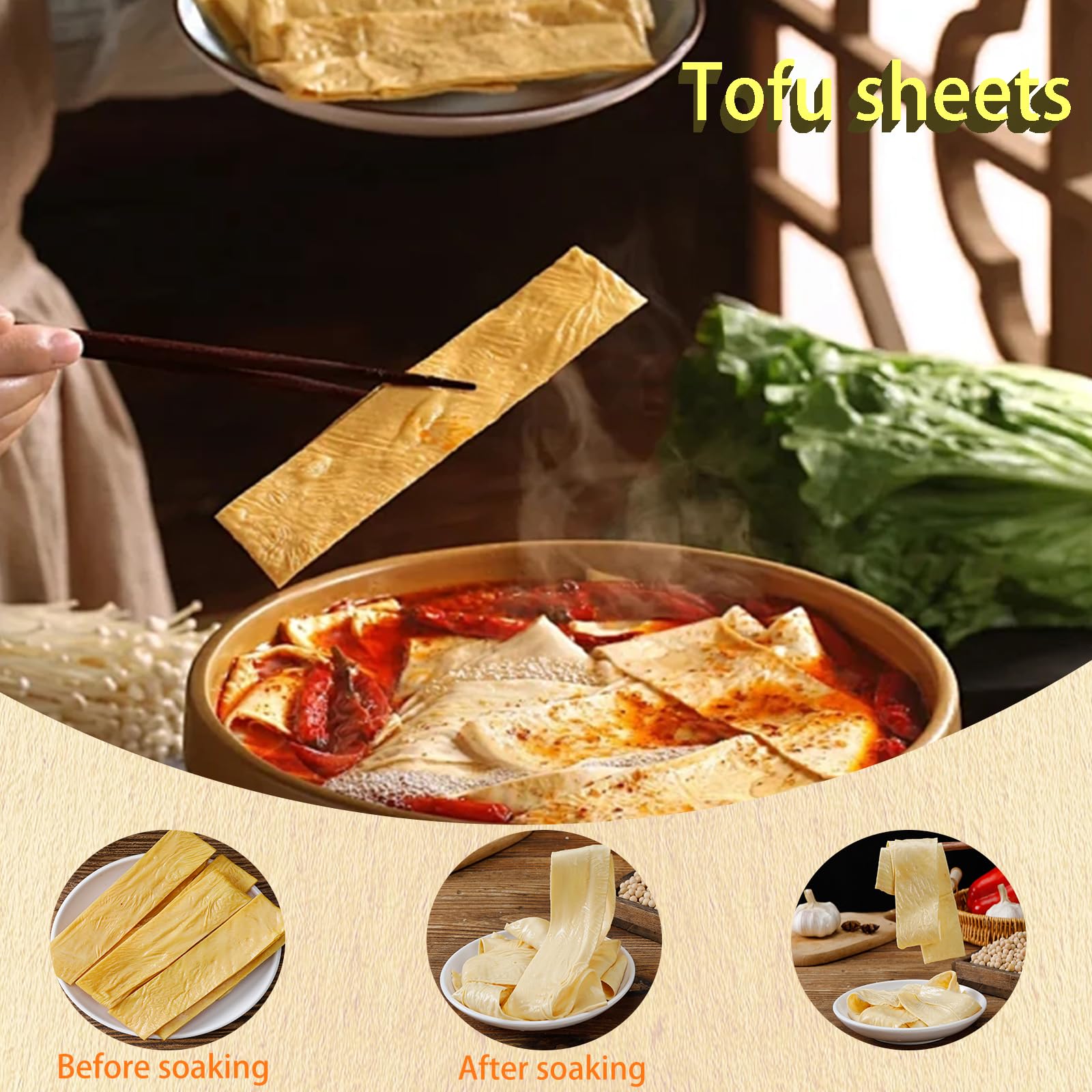 Snapklik.com : BKSUAIWU Dried Tofu Skin,Tofu sheets,Vegetarian Soy ...