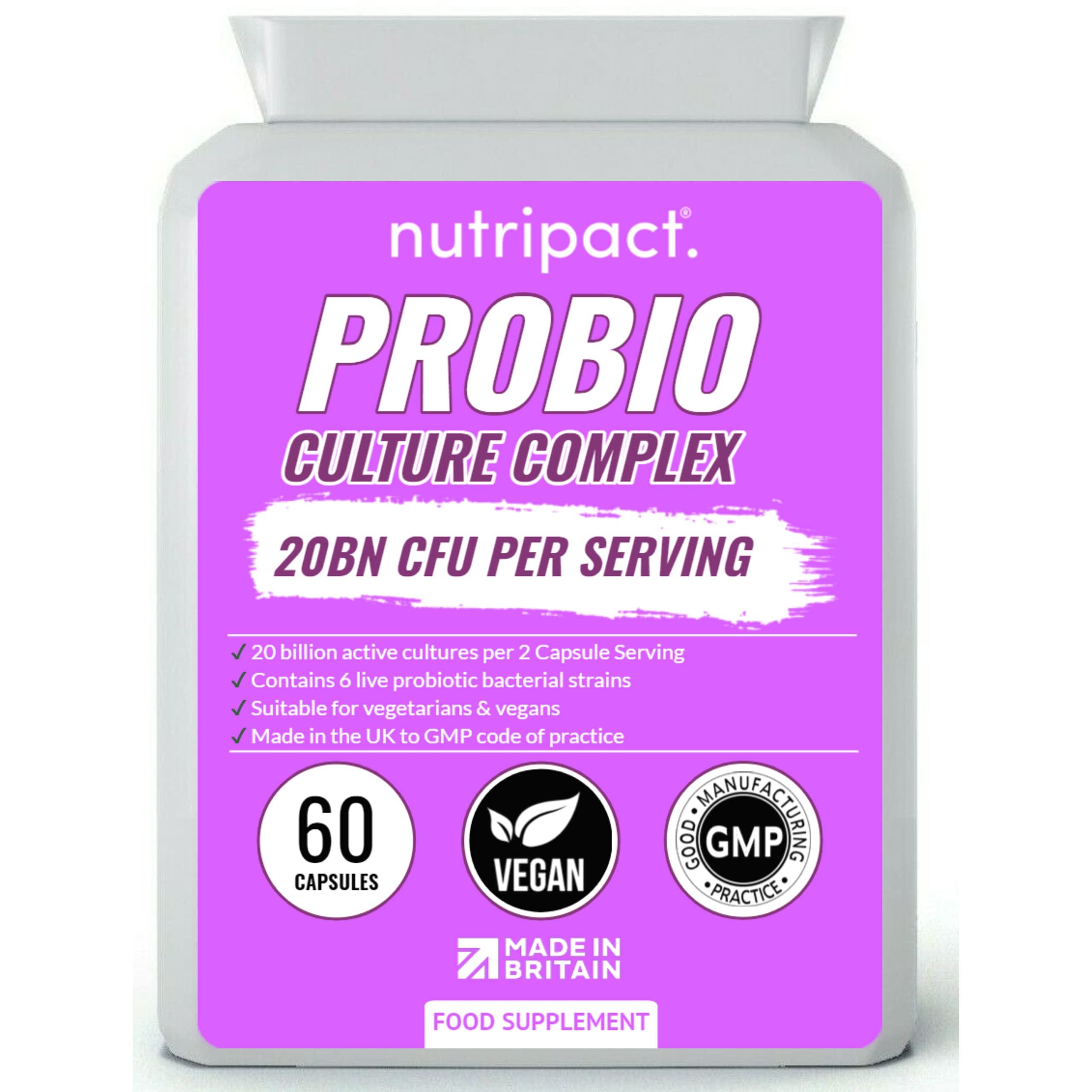 Buy Bio Cultures Probiotic Complex - 20 Billion Active Bacteria CFU per ...