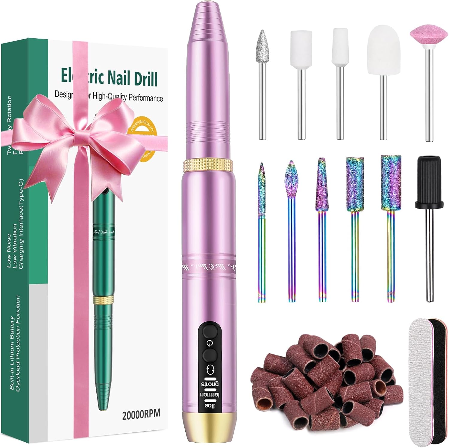 Subay Nail Drill Cordless, Rechargeable Electric Nail Files with 11 ...