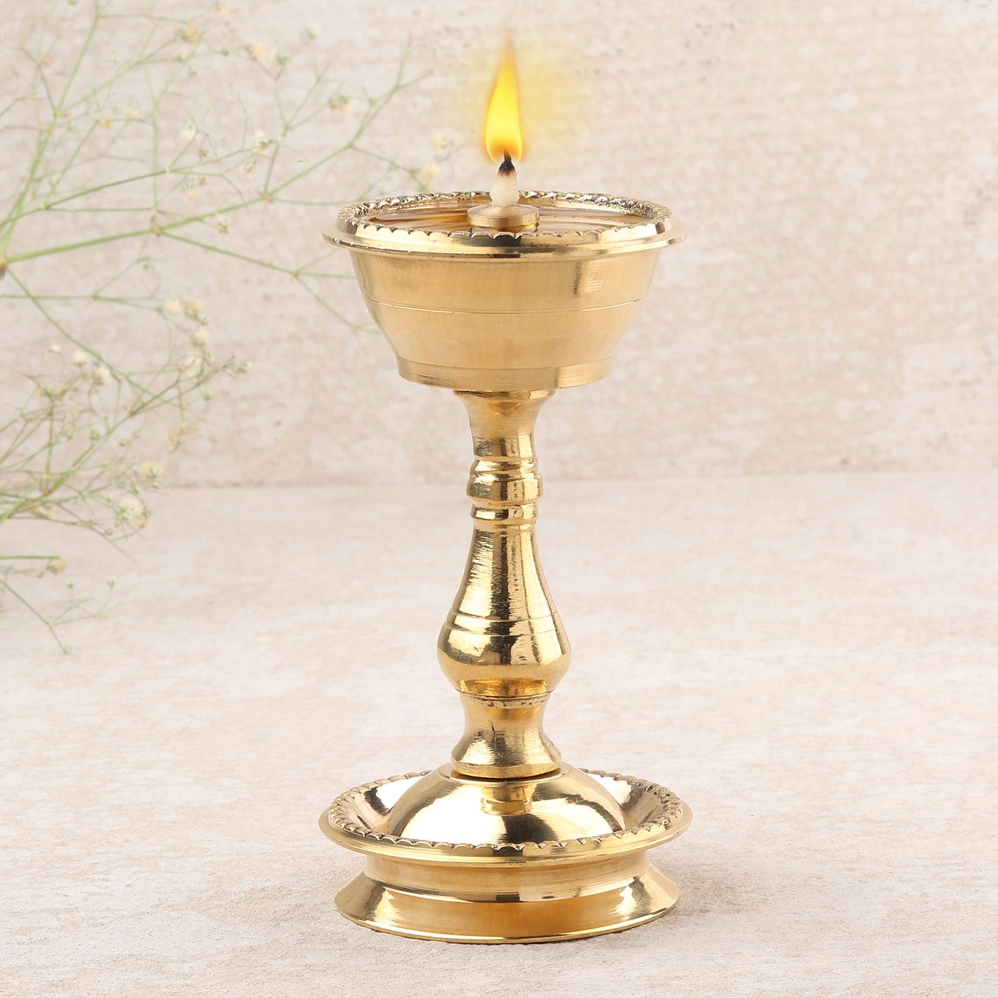 Buy DOKCHAN Pure Brass 3.5 Inch Akhand Pyali Diya with Stand for Home ...