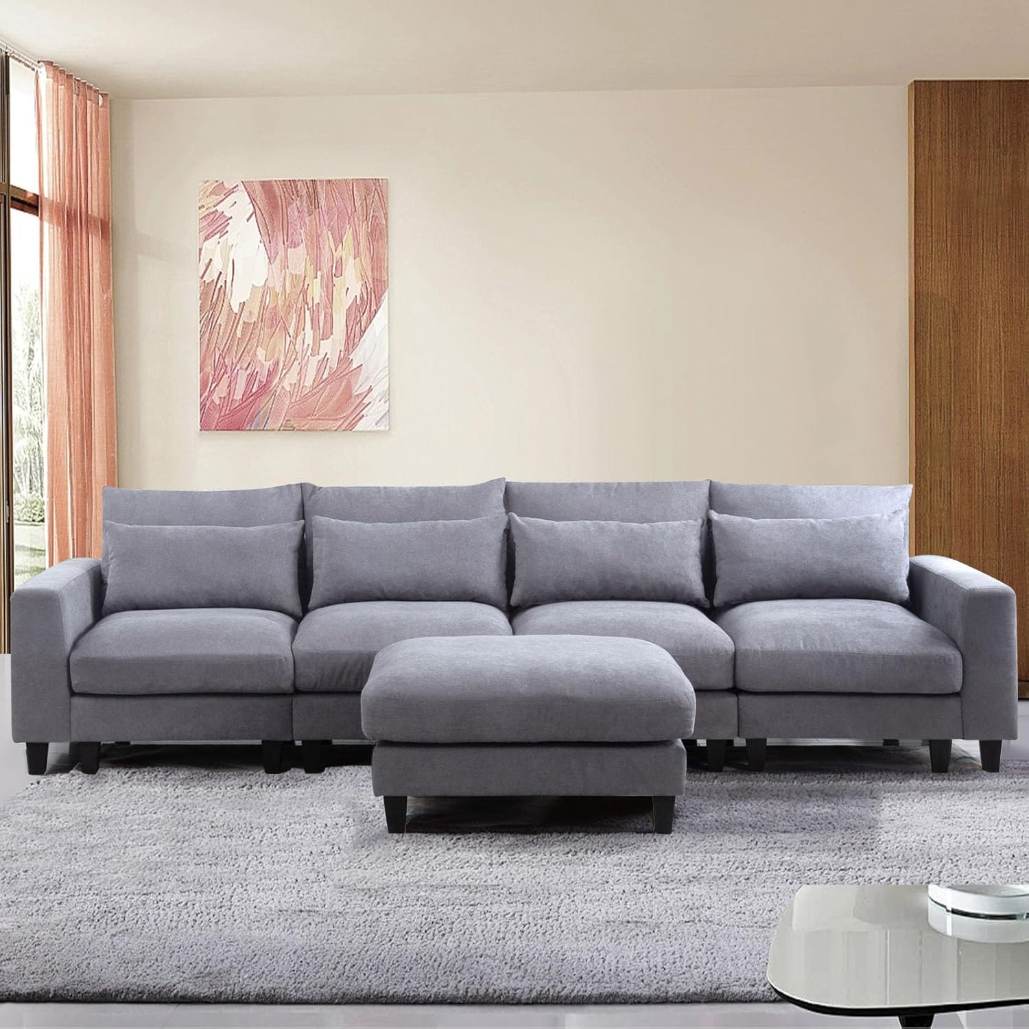 Amazon.com: ERYE 124.4" Queen Modular Sectional Sofa W/Down Feather ...
