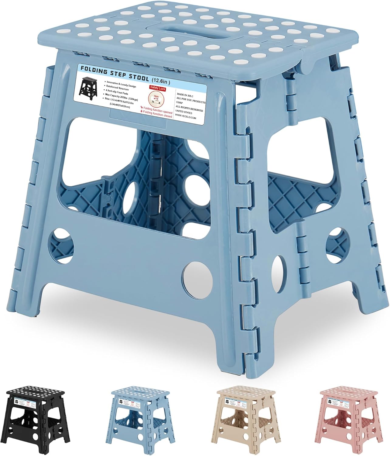 Amazon.com: VECELO Folding Step Stool 13 Inch, Non-Slip Surface Portabl ...