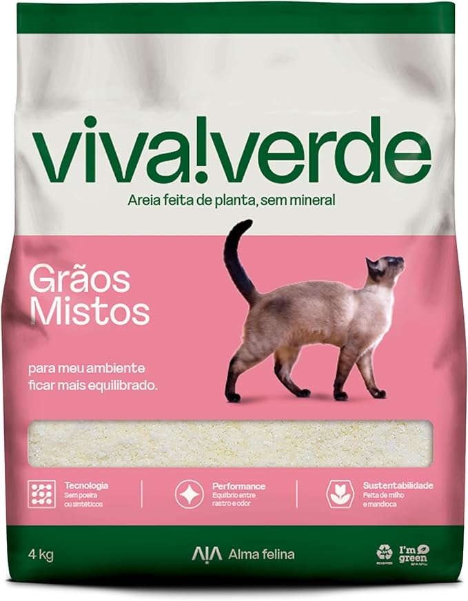 Viva Verde Areia Higiênica Biodegradável Para Gatos Grãos Mistos 4Kg | Amazon.com.br