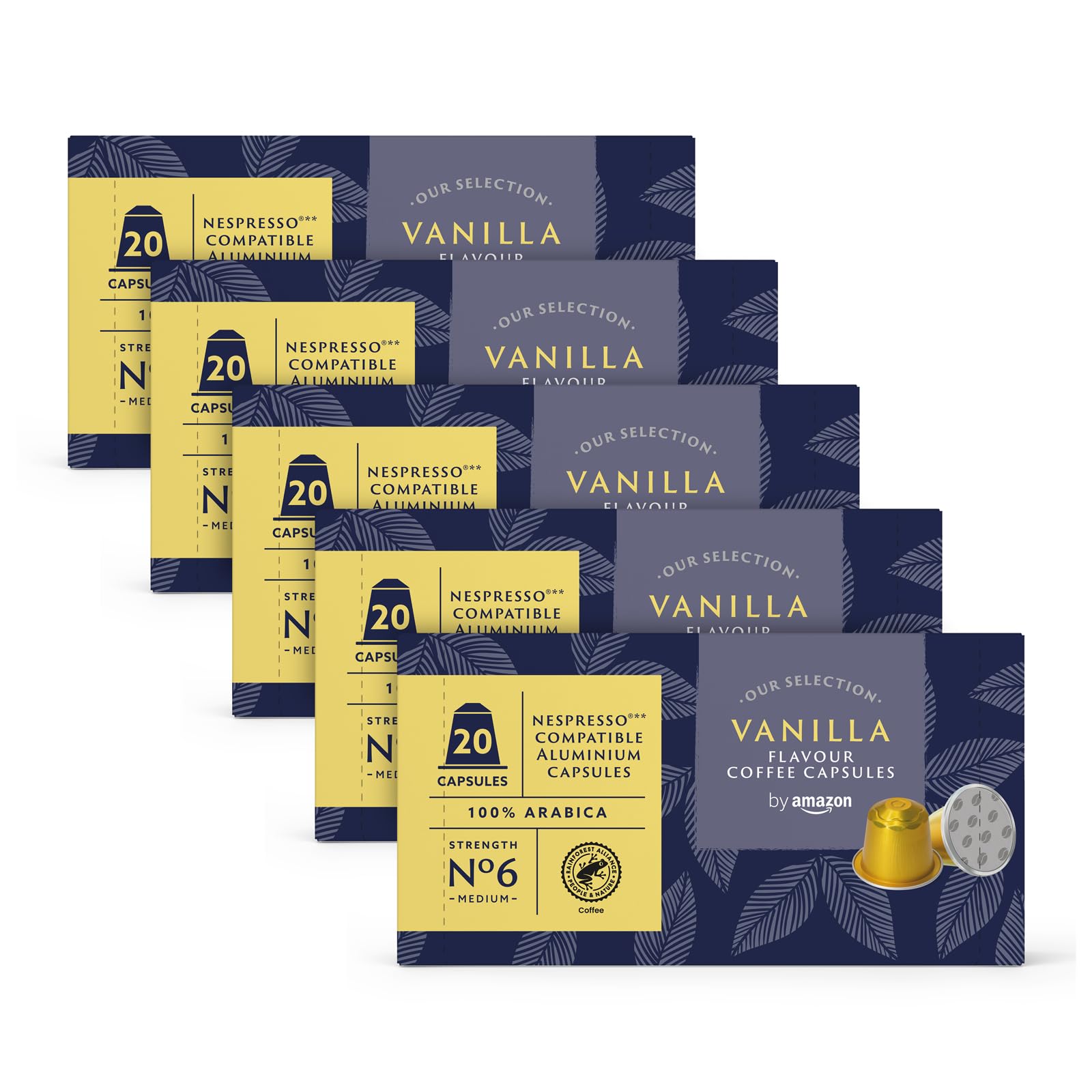 by Amazon Vanilla Coffee Nespresso Compatible Aluminium Capsules, 100 ...