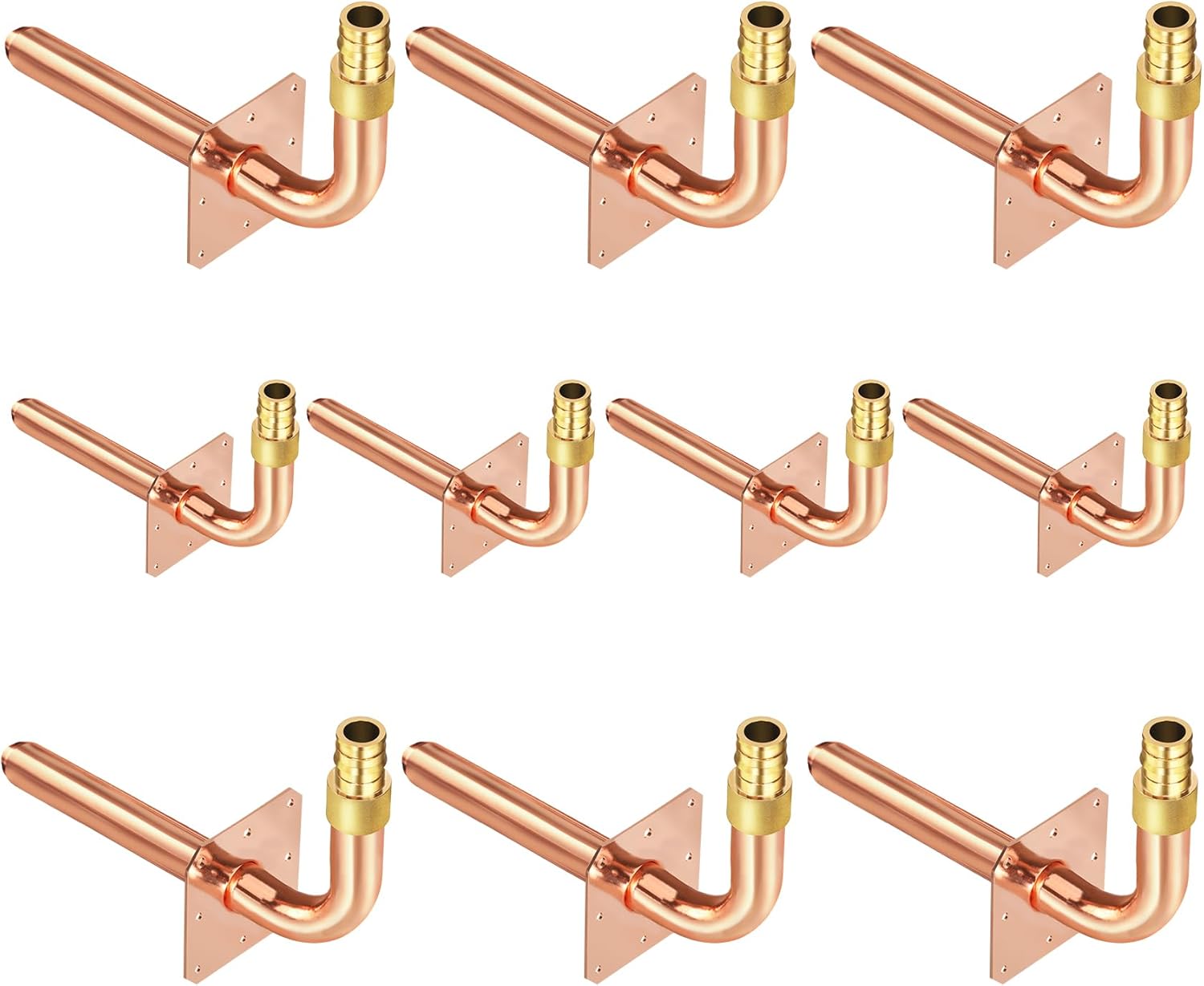 Amazon.com: Pack of 10 Copper Stub Out Elbows with Wall Flange PEX-A Stub Out 1/2’’-6inch Lengh ...