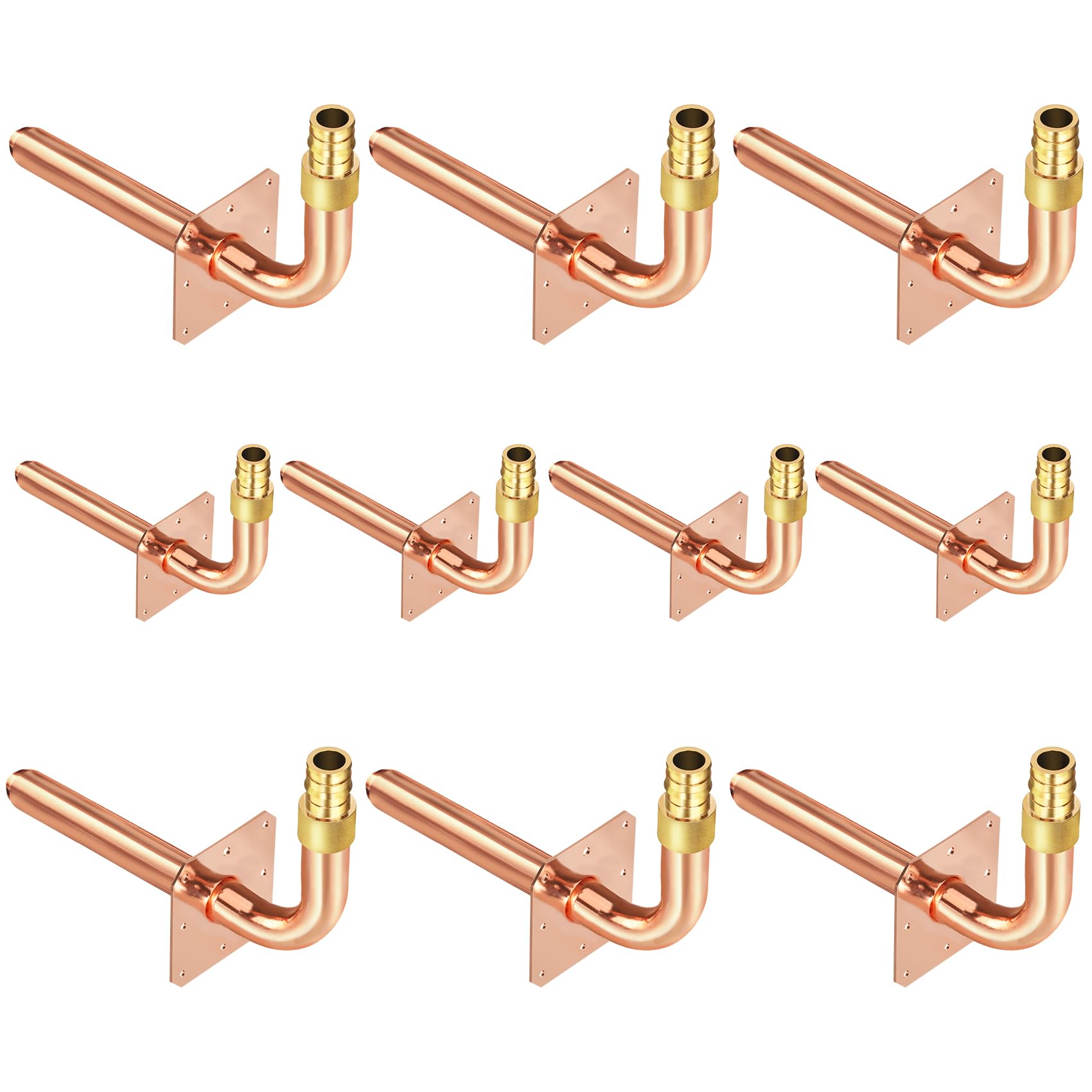 Amazon.com: Pack of 10 Copper Stub Out Elbows with Wall Flange PEX-A ...