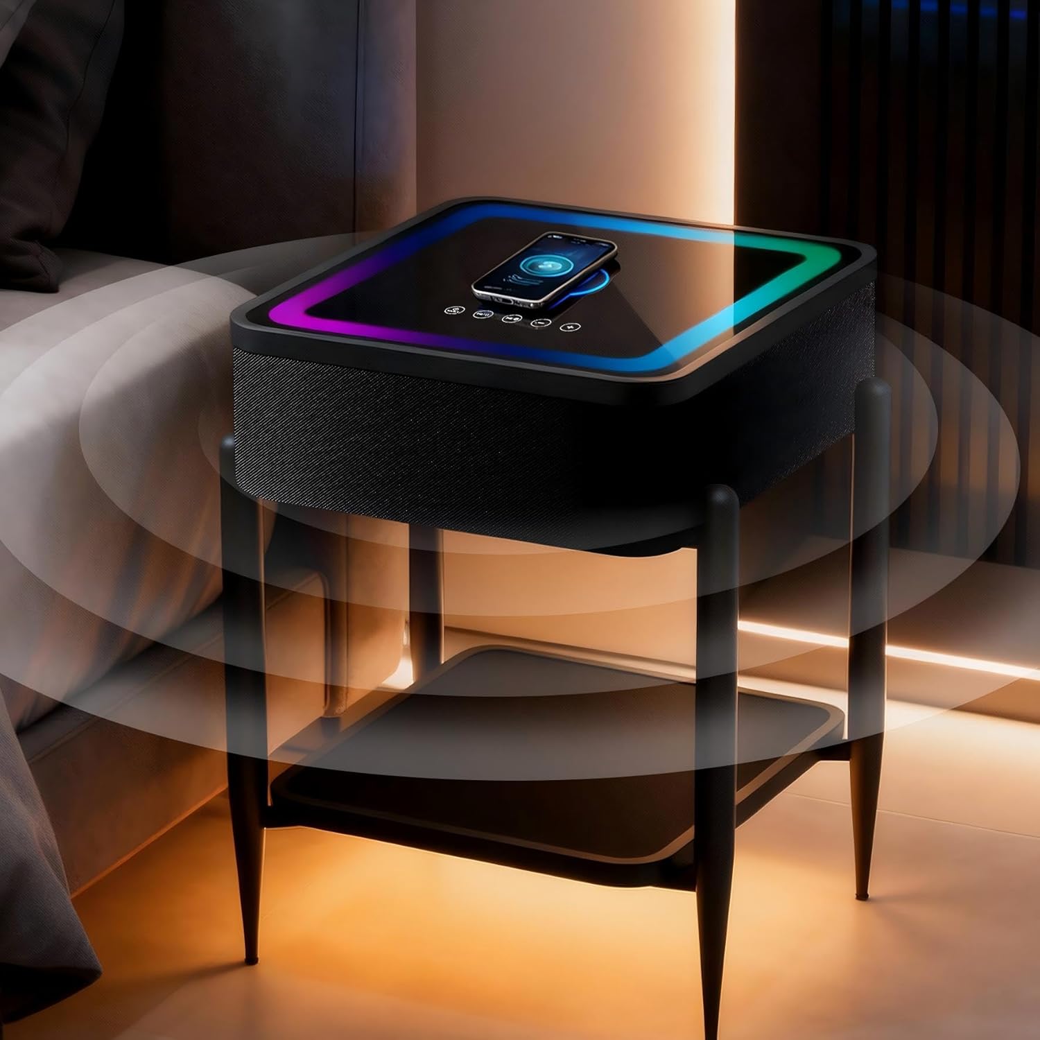 Amazon.com: LED Smart Nightstand with Bluetooth Speaker & Wireless ...