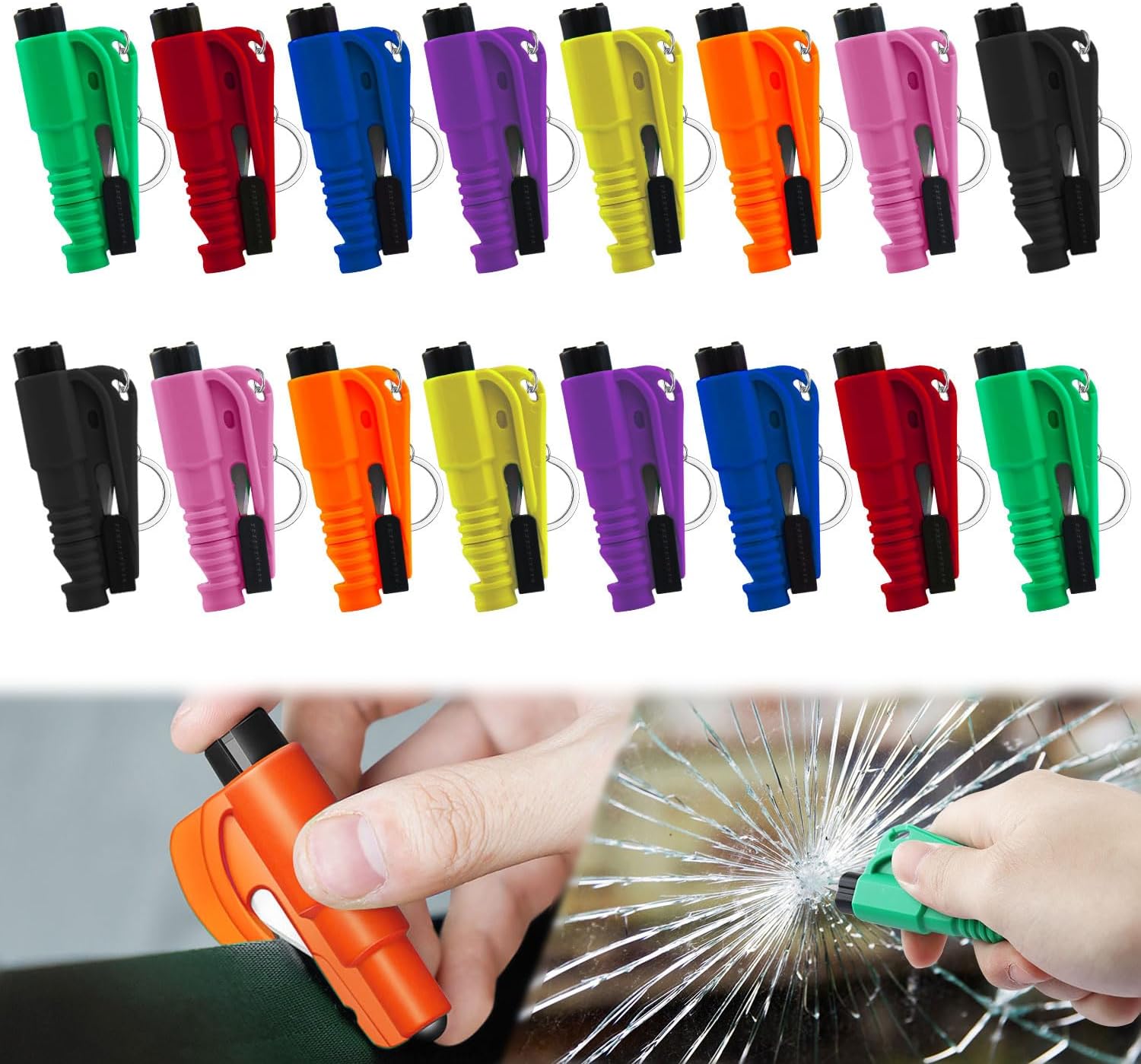 Amazon.com: JINRUITOP 16Pcs Car Window Breaker Key Chains, Portable 3 ...